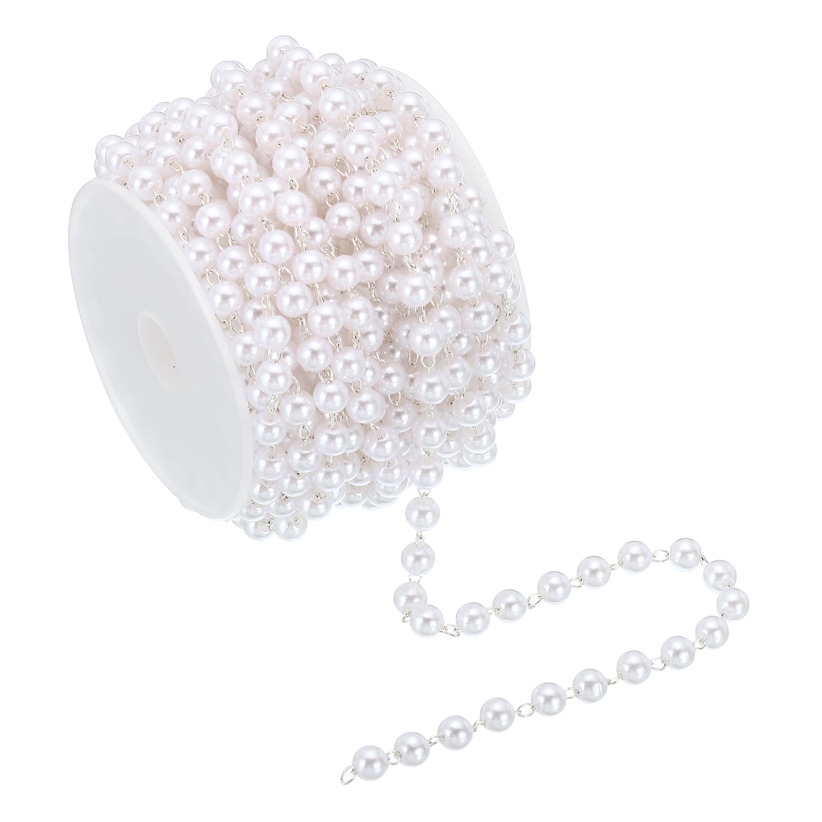 Uxcell 5m/16 Feet Faux Pearl Beading Chain with Spool, 5mm Brass Chain ...