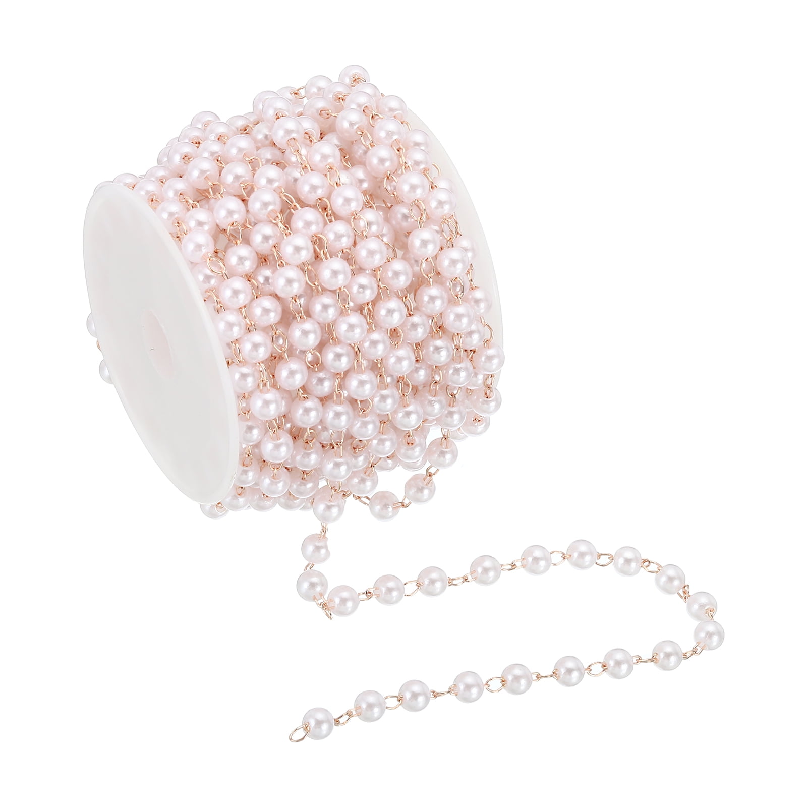 Uxcell 5m/16 Feet Faux Pearl Beading Chain with Spool, 5mm Brass Chain ...