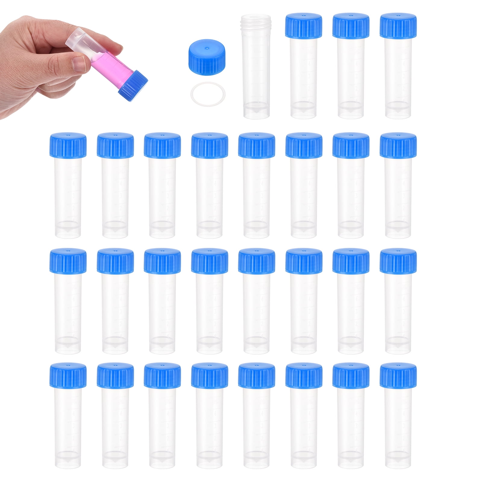 Uxcell 5mL Plastic Cryogenic Vial, 28Pcs Cryogenic Storage Tube Lab ...