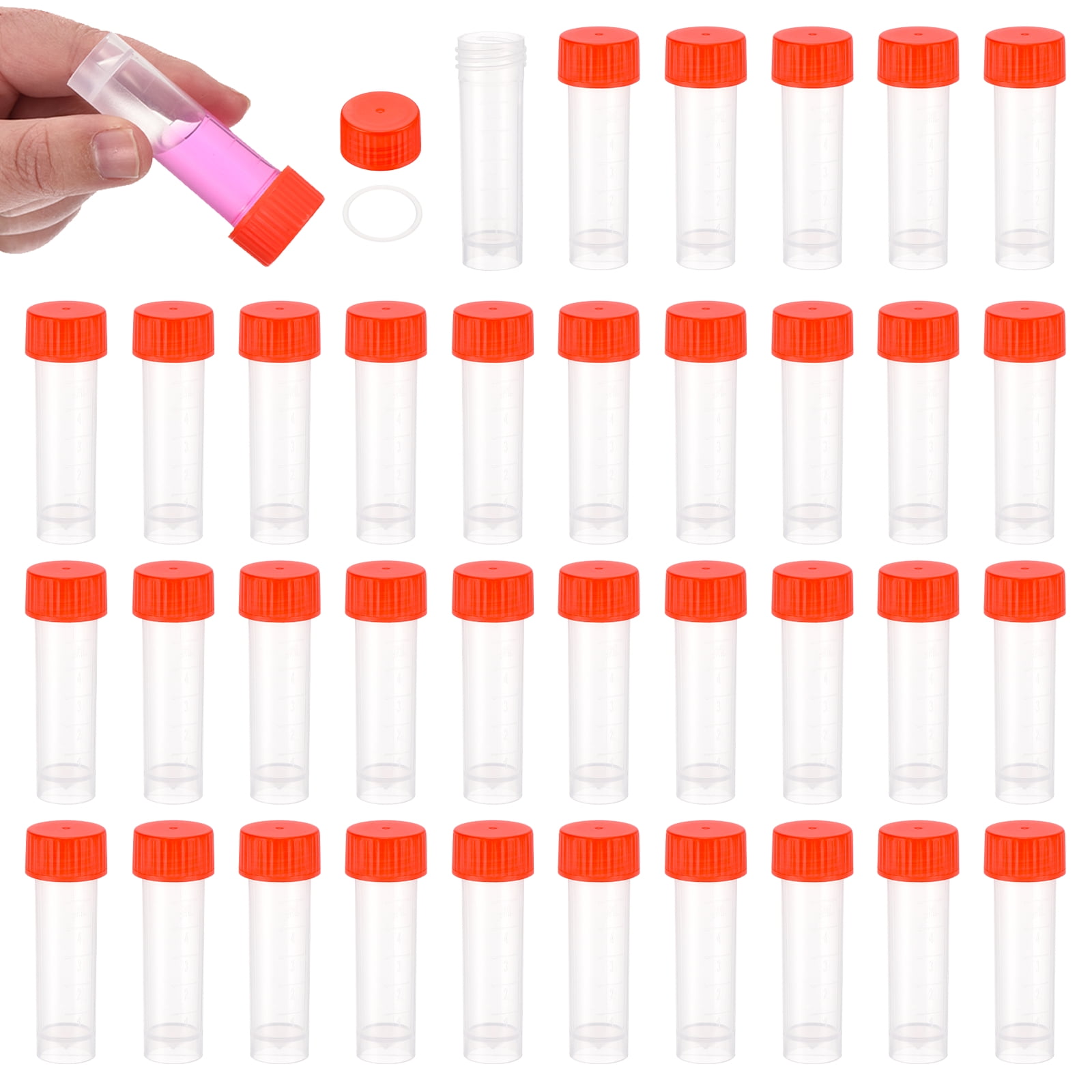 Uxcell 5mL Plastic Cryogenic Vial, 64Pcs Cryogenic Storage Tube Lab ...