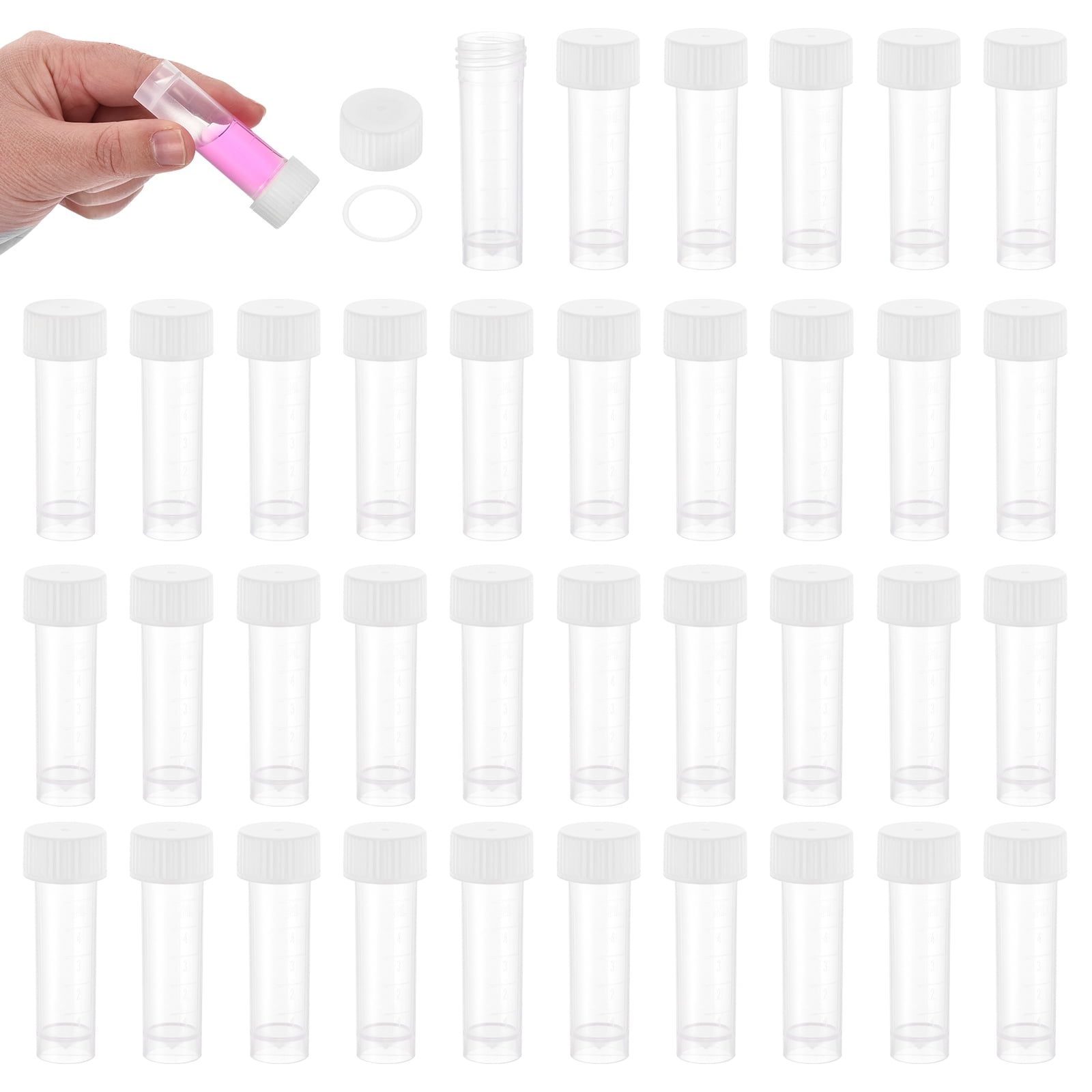 Uxcell 5mL Plastic Cryogenic Vial, 64Pcs Cryogenic Storage Tube Lab ...