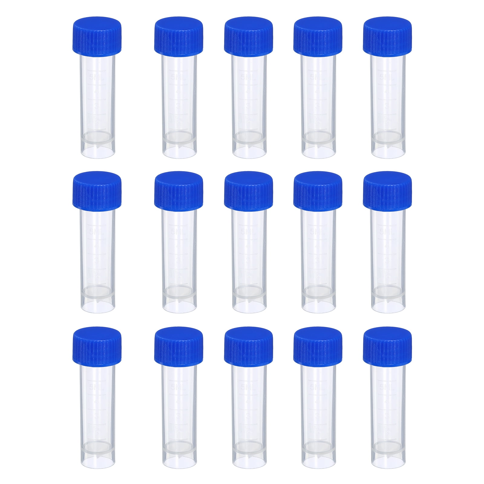Uxcell 5mL Plastic Test Tubes Frozen Container Storage Blue Screw Cap ...