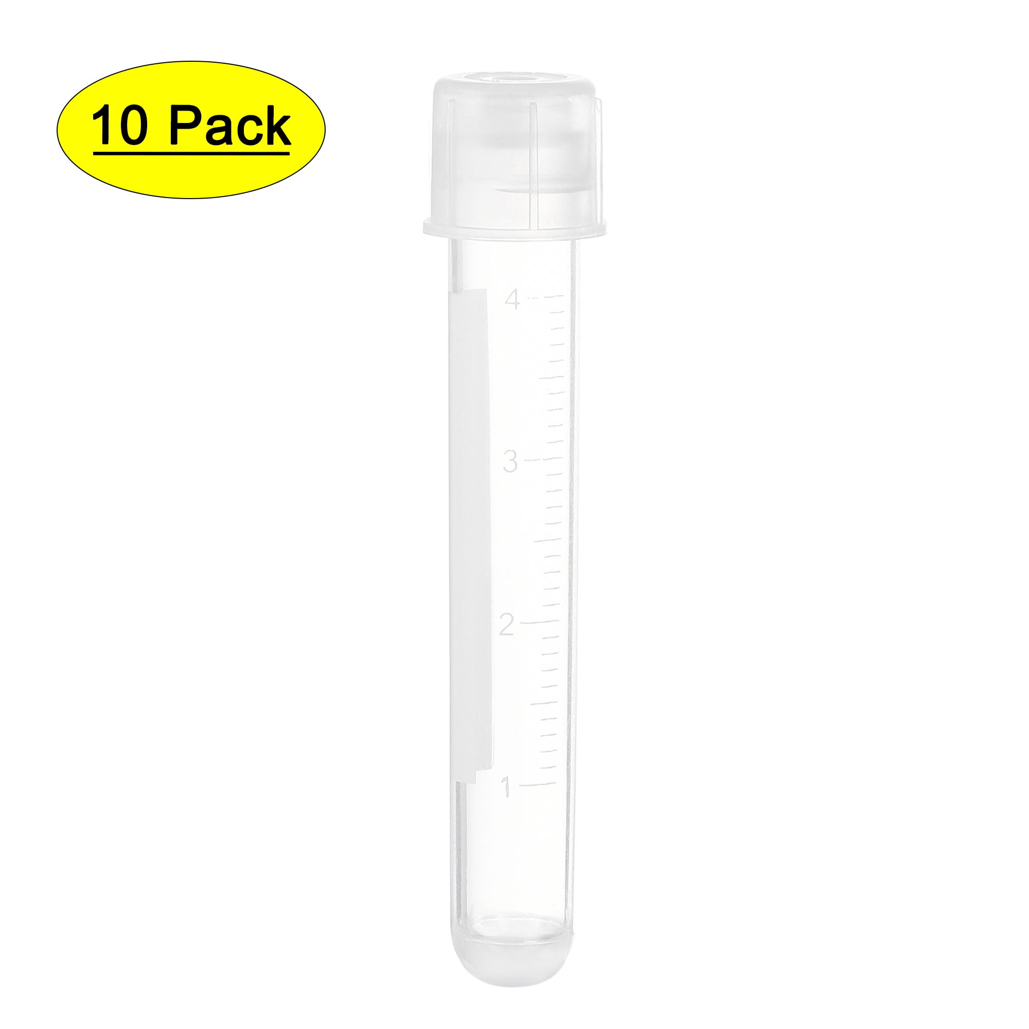 Uxcell 5ml 12x75mm PP Plastic Test Tubes with 2 Positions Cap Clear 10 ...