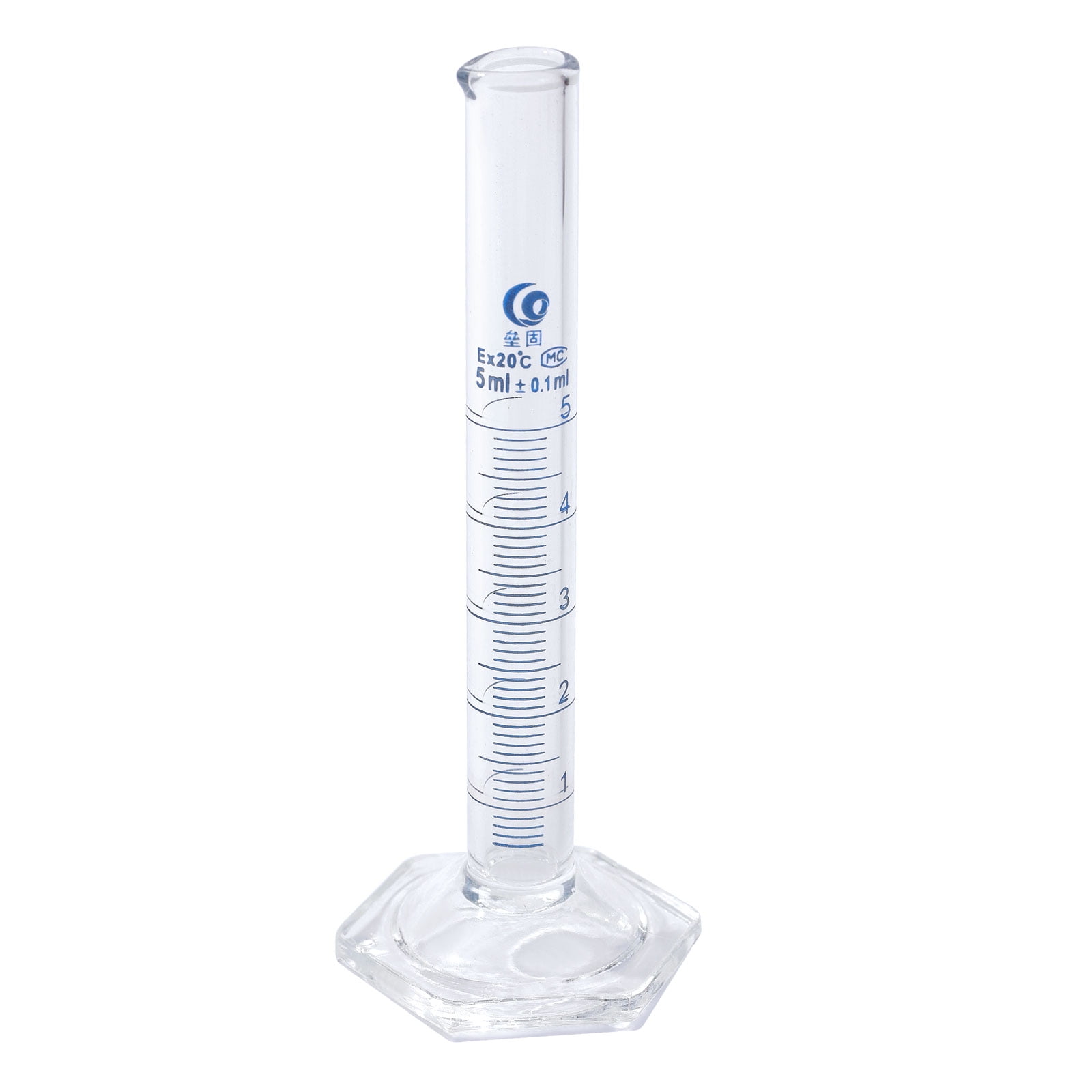 Uxcell 5ml 3.3 Borosilicate Glass Graduated Cylinder, Hex Base Blue ...