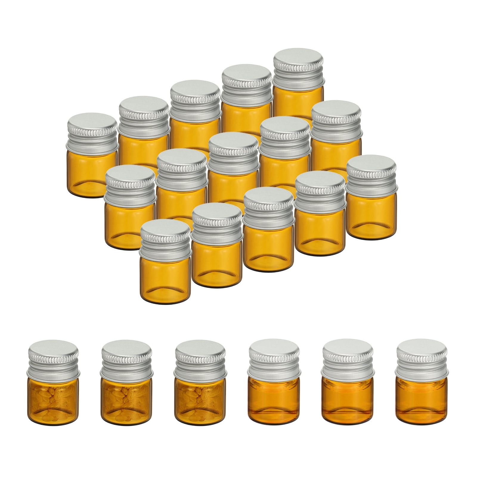 Uxcell 5ml Amber Glass Vials, 20 Pack Small Liquid Sample Vial with ...