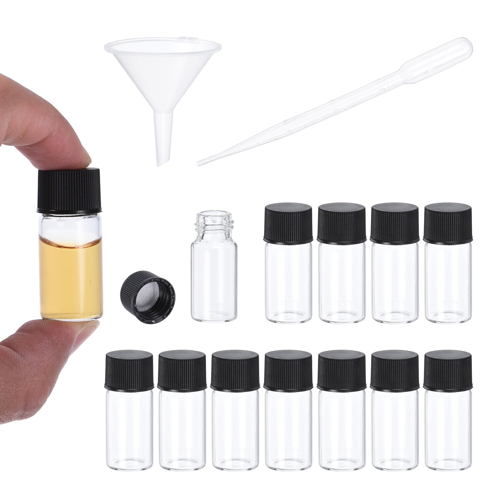 Uxcell 5ml Clear Glass Vials, 100 Pack Sample Vials with Screw Cap Reagent Media Bottle with 3 ...