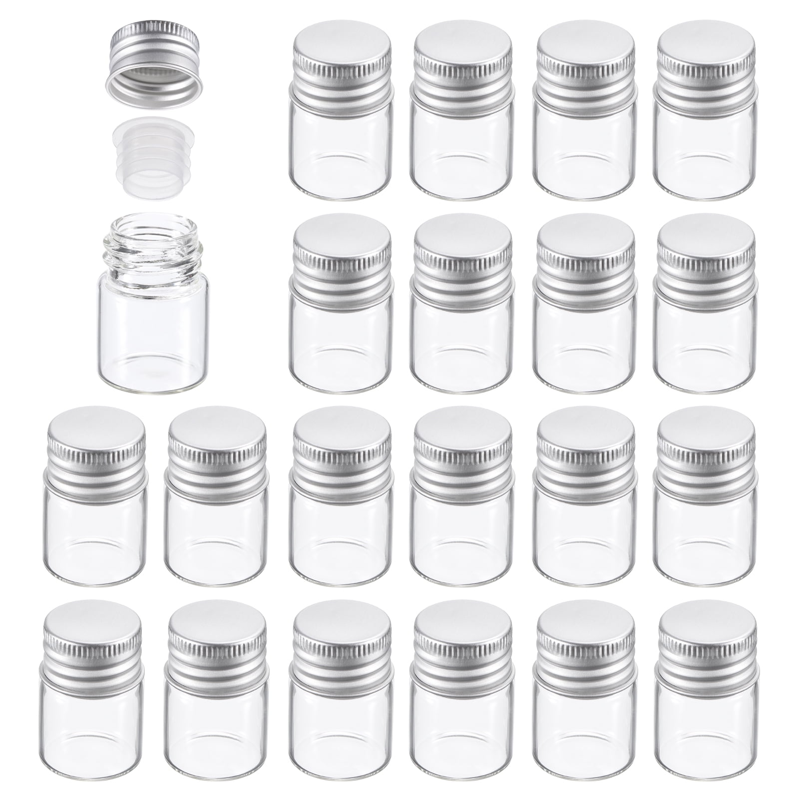 Uxcell 5ml Clear Glass Vials, 100 Pack Small Liquid Sample Vial Plastic ...
