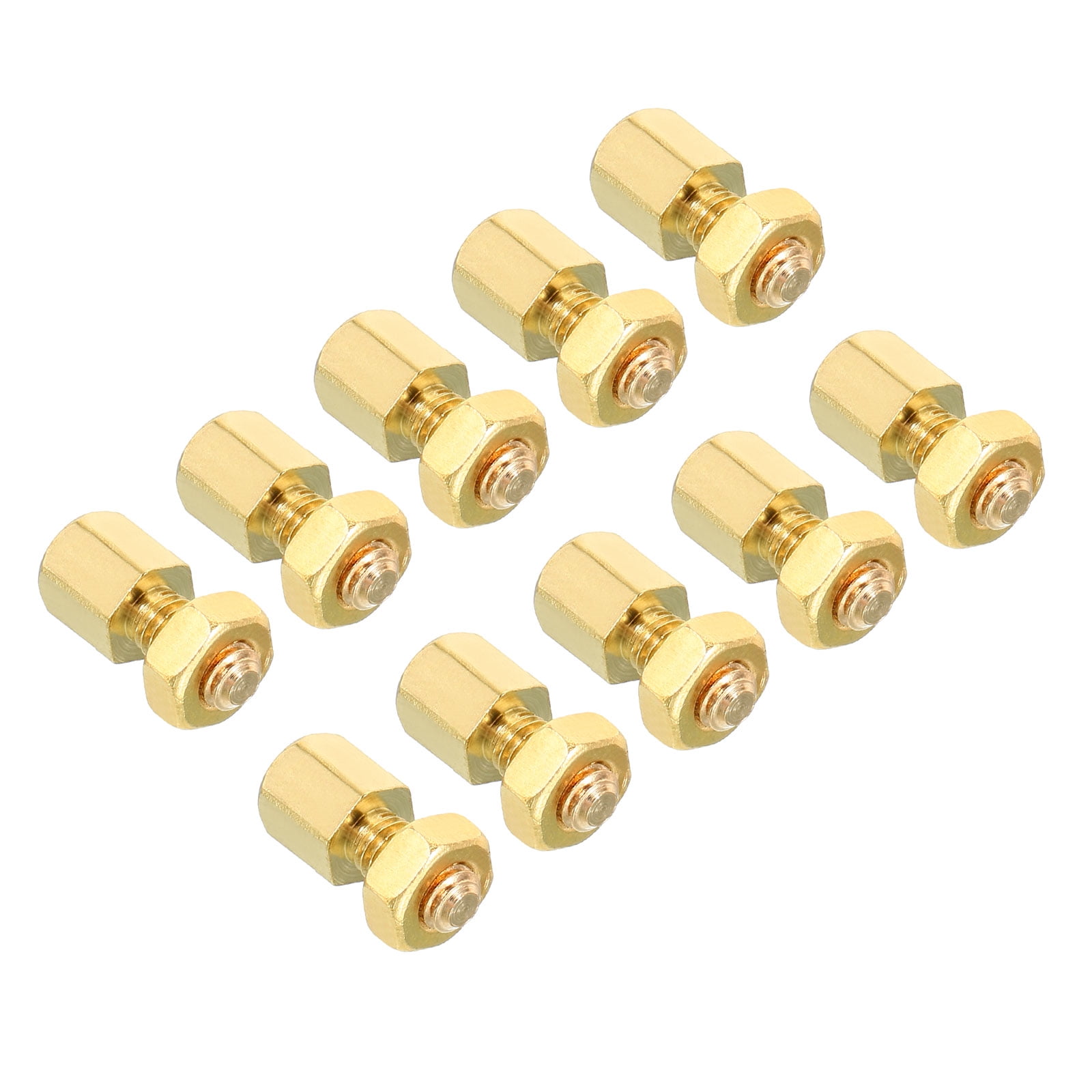 Uxcell 5mm+6mm M3 Standoff Screws 100 Pack Brass Hex Standoffs Nuts ...