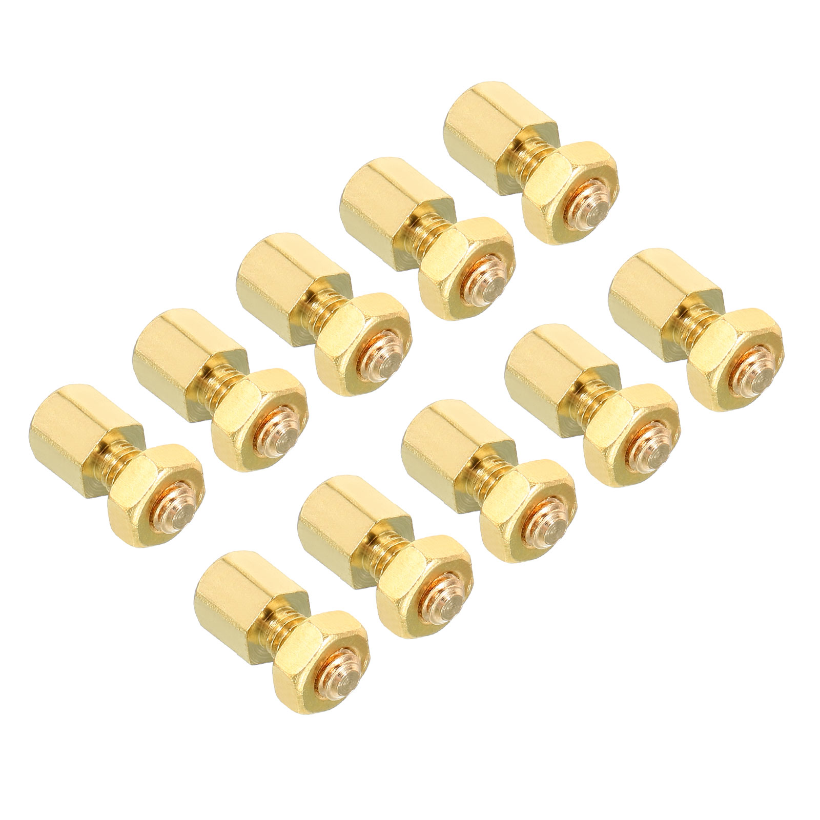 Uxcell 5mm+6mm M3 Standoff Screws 40 Pack Brass Hex Standoffs Nuts Gold ...