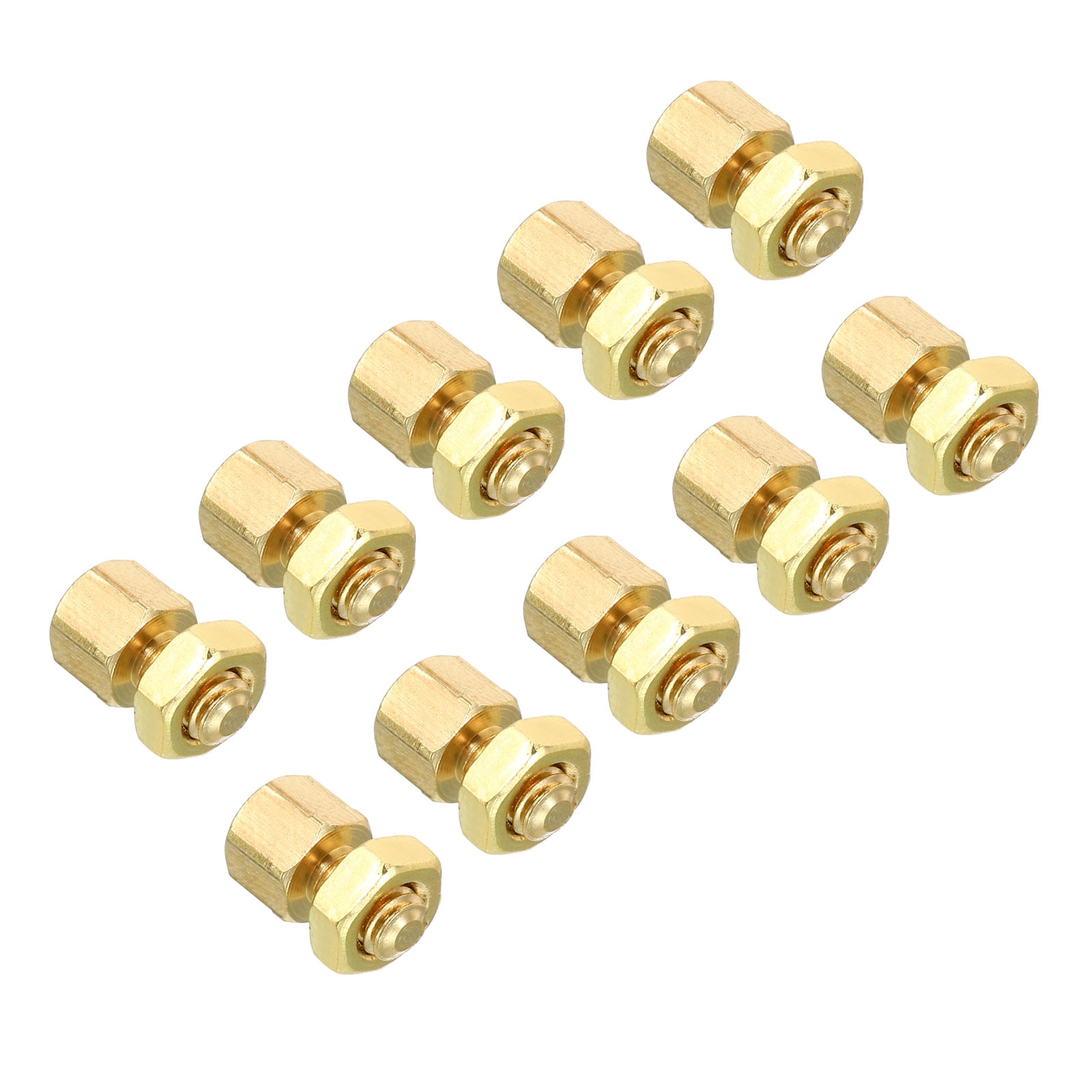 Uxcell 5mm+6mm M4 Standoff Screws 40 Pack Brass Hex Standoffs Nuts Gold ...