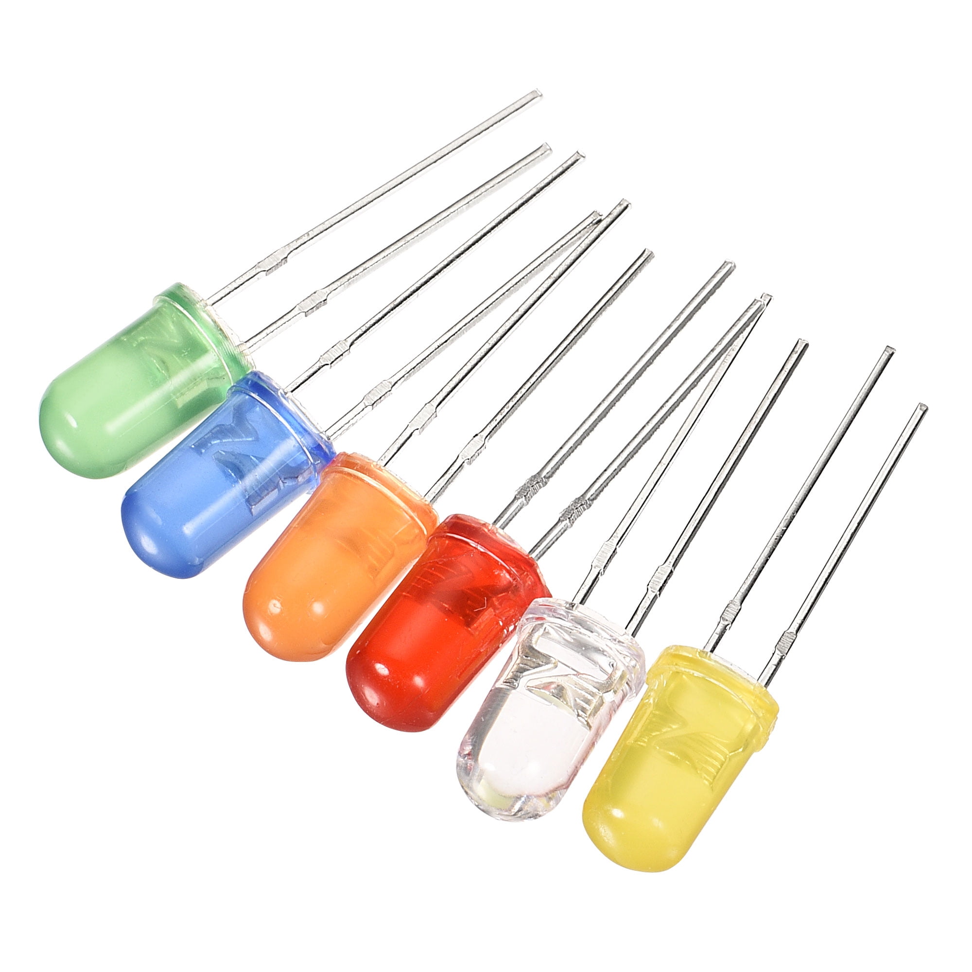 Uxcell 5mm Cylinder Head LED Light Emitting Diode Bulbs Set 6 Colors ...