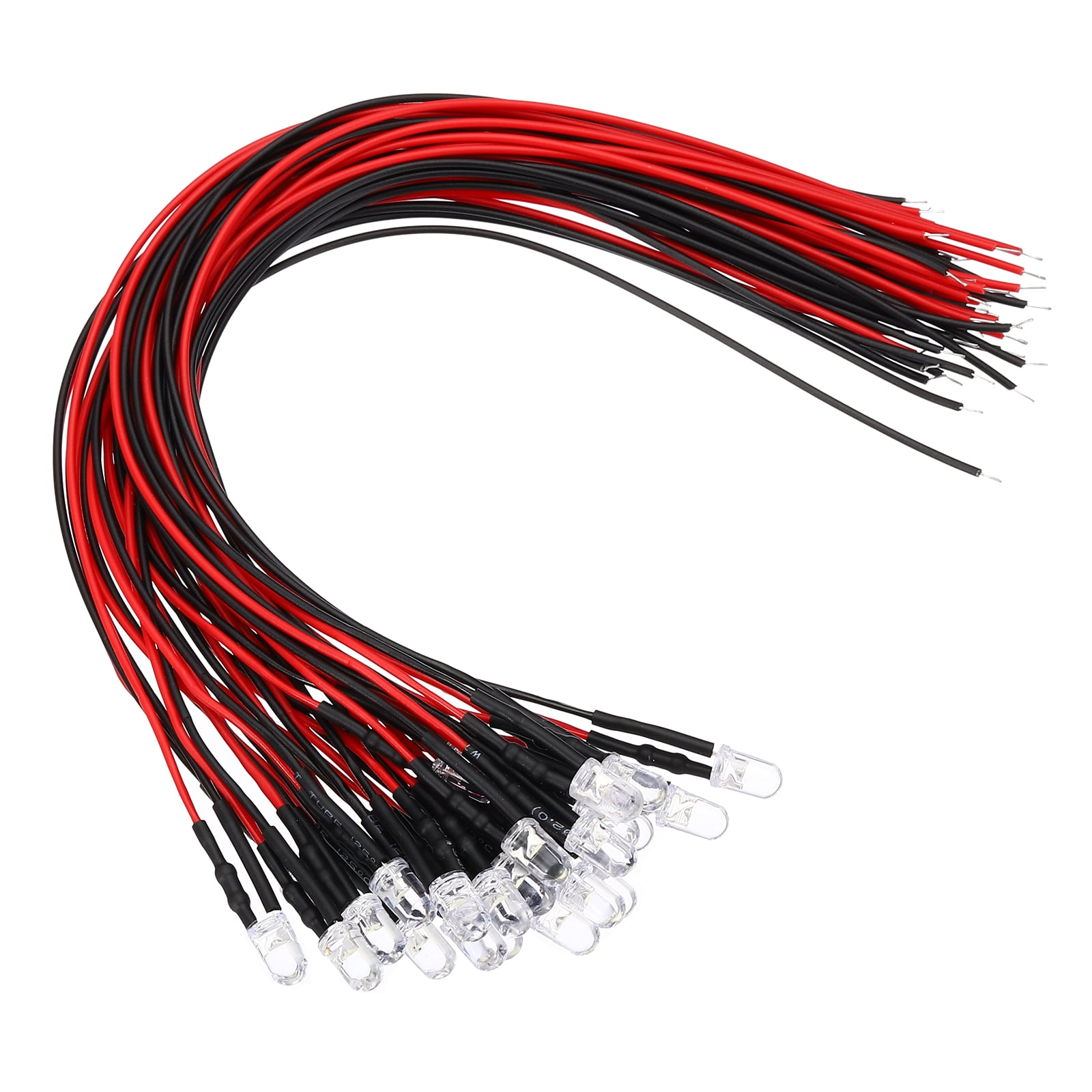 Uxcell 5mm Fast Blinking LED Diode Light, 24 Pcs 3V DC Pre Wired Mini ...