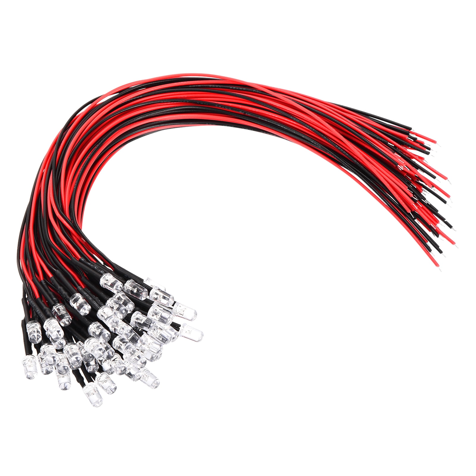 Uxcell 5mm LED Diode Light, 50 Pcs 9-12V DC Pre Wired Mini LED Lights ...