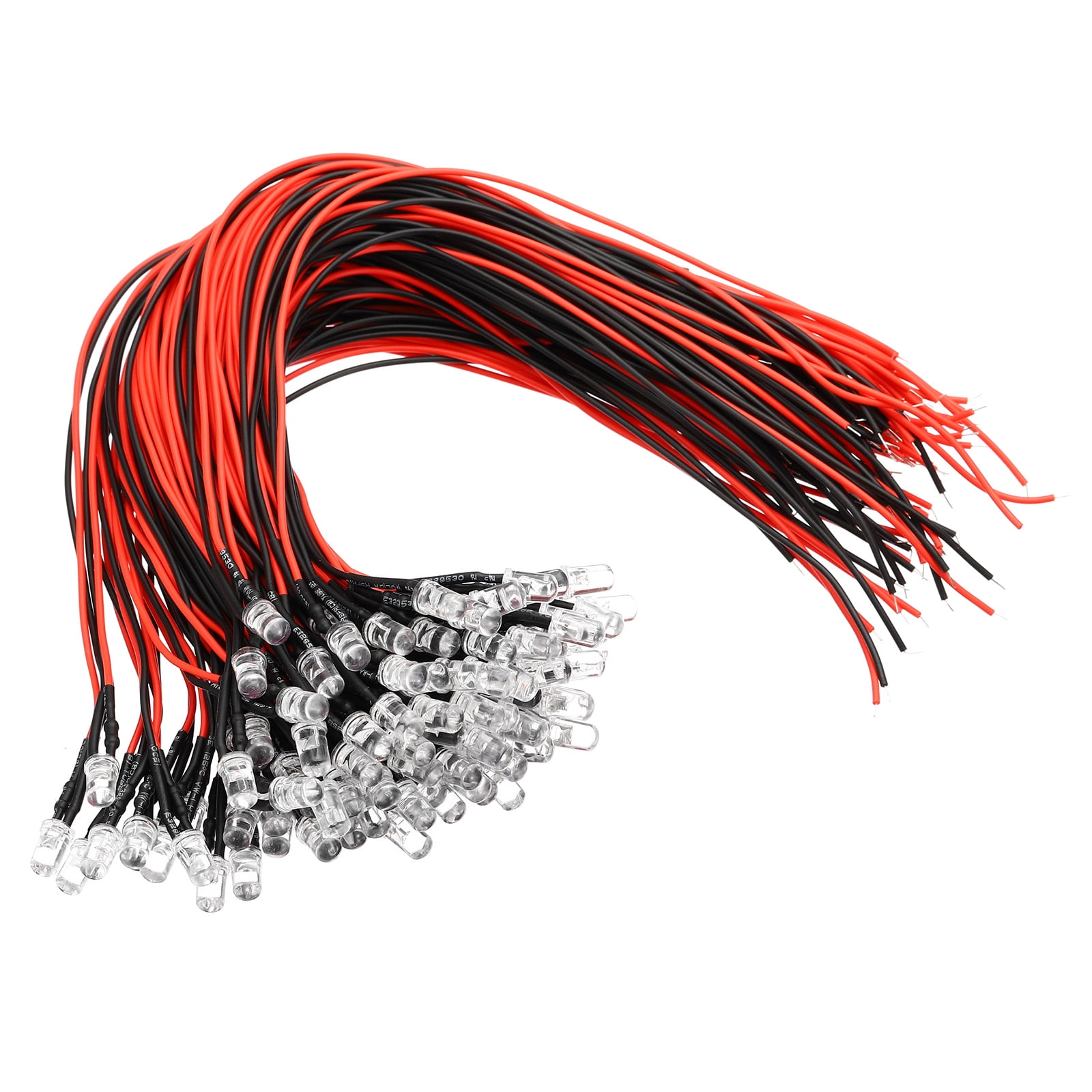 Uxcell 5mm LED Light Emitting Diodes, 100 Pcs 12V DC Pre Wired Mini LED ...