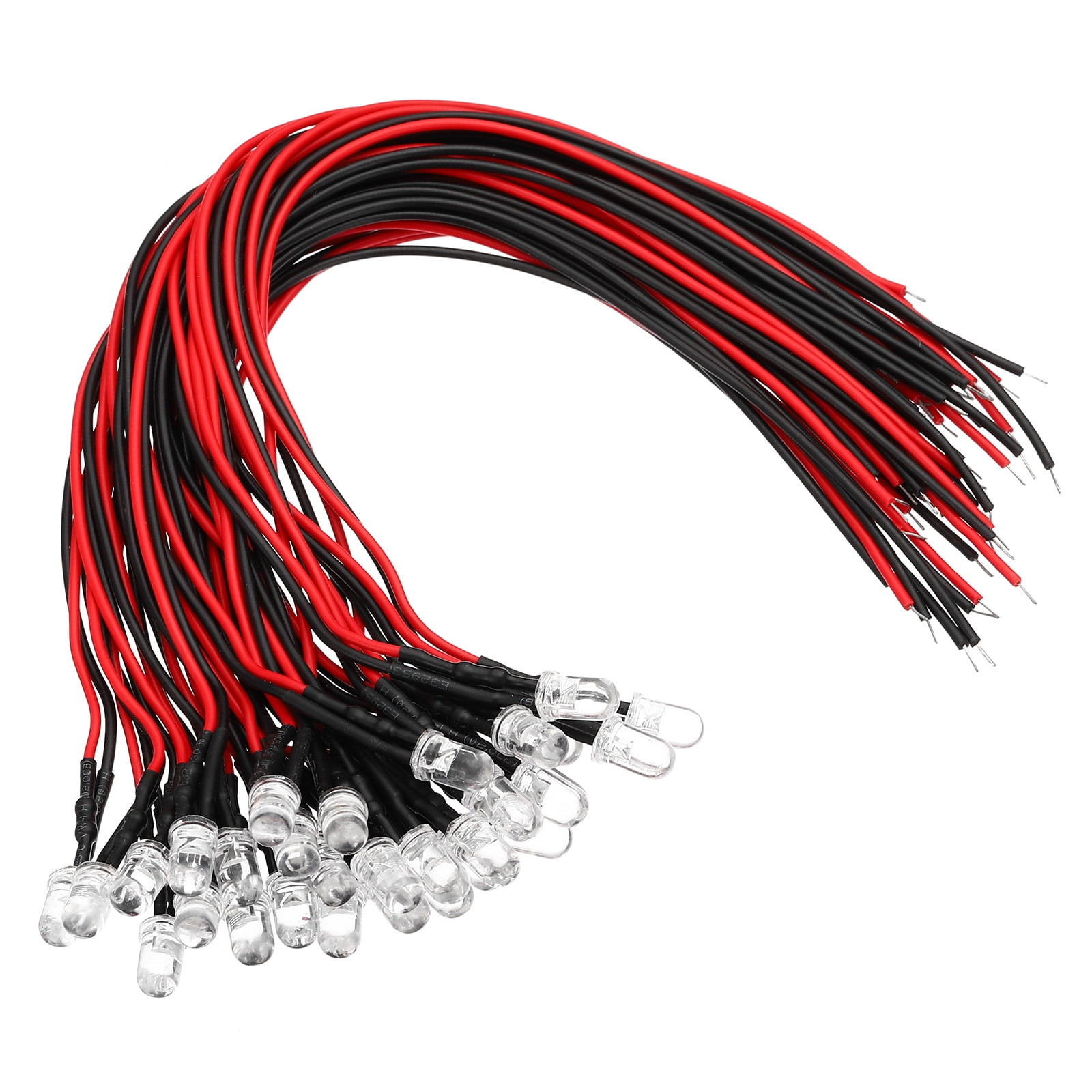 Uxcell 5mm LED Light Emitting Diodes, 30 Pcs 12V DC Pre Wired Mini LED ...