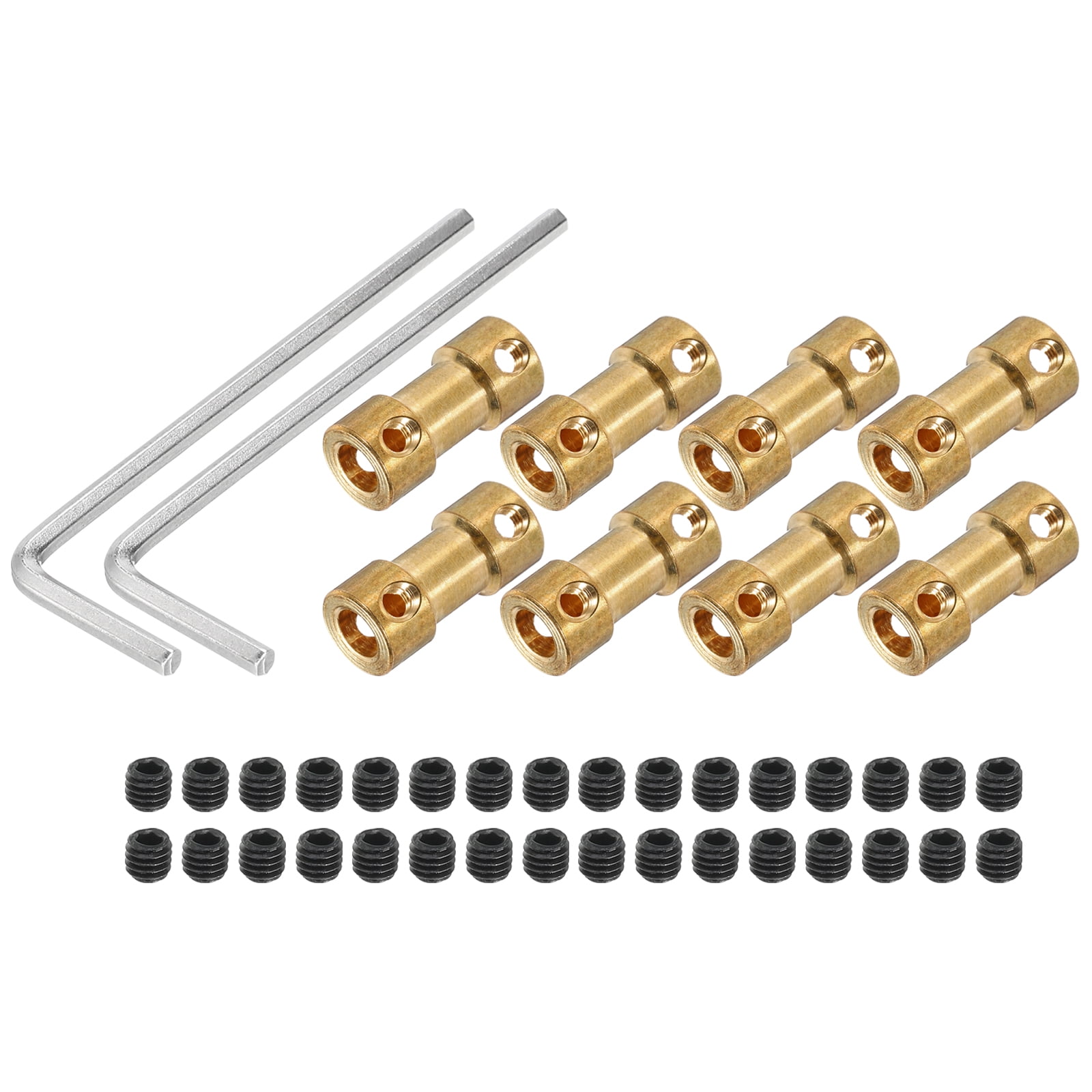 Uxcell 5mm to 5mm Bore Rigid Coupling 20mm x 9mm M3 Brass Shaft Copper ...