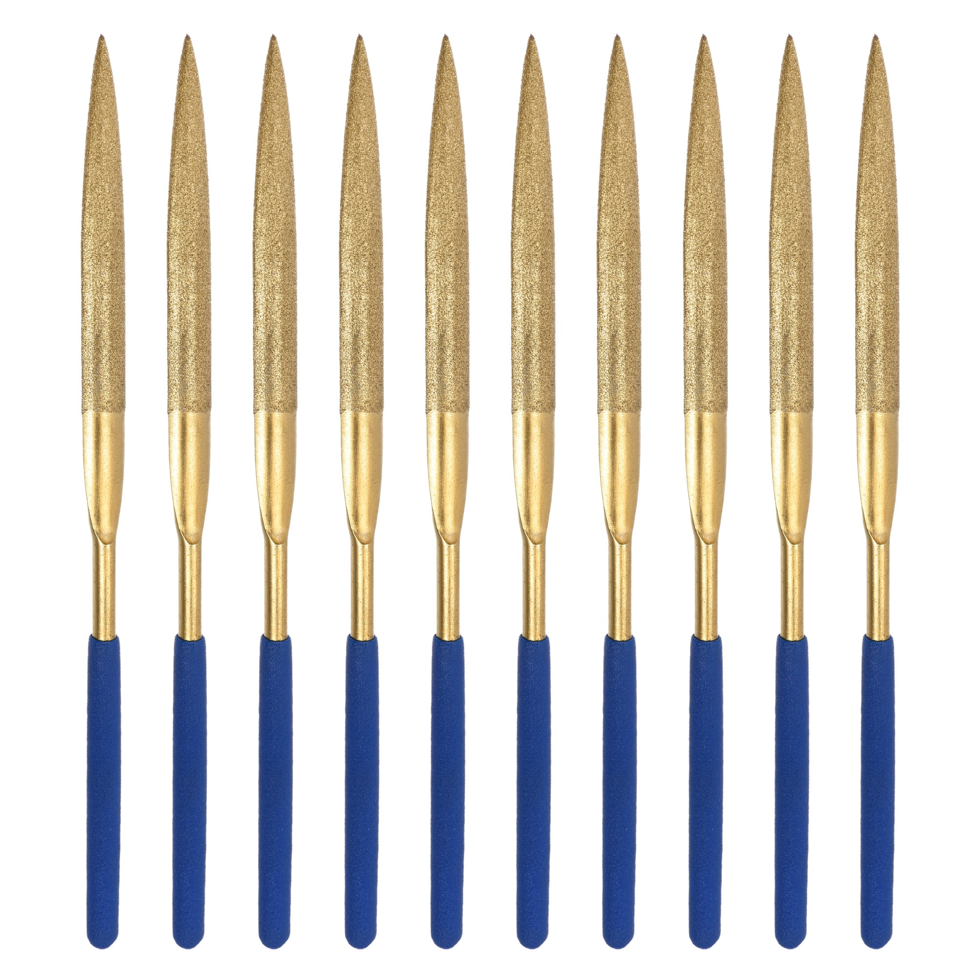 Uxcell 5mm x 180mm Half Round Files Diamond Needle File Set Titanium ...