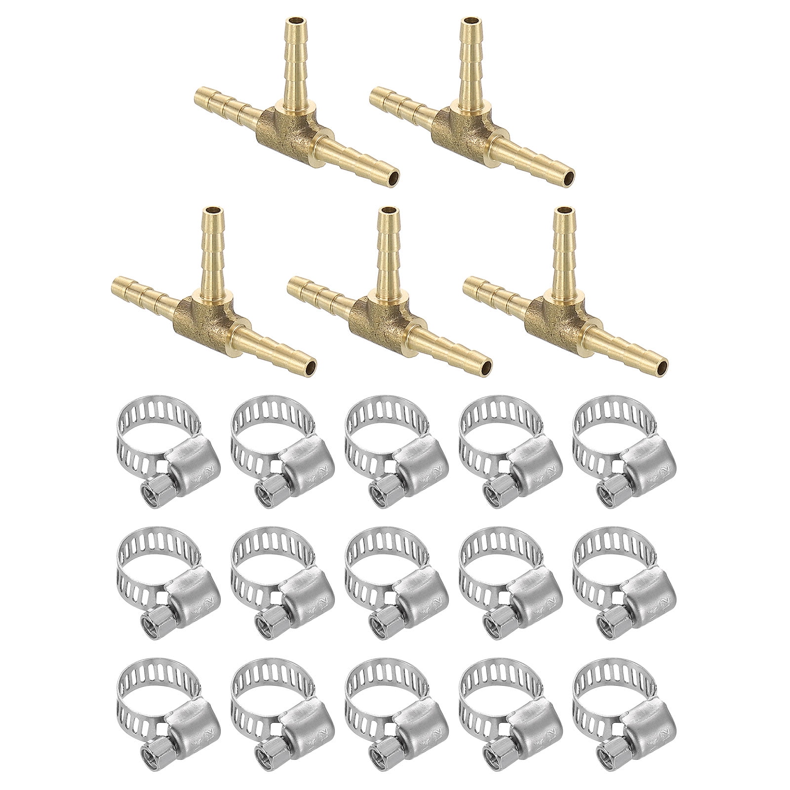 Uxcell 5pack Brass Tee Barb Fittings, 3-Ways Tee 1/8" x 1/8" x 1/8 ...