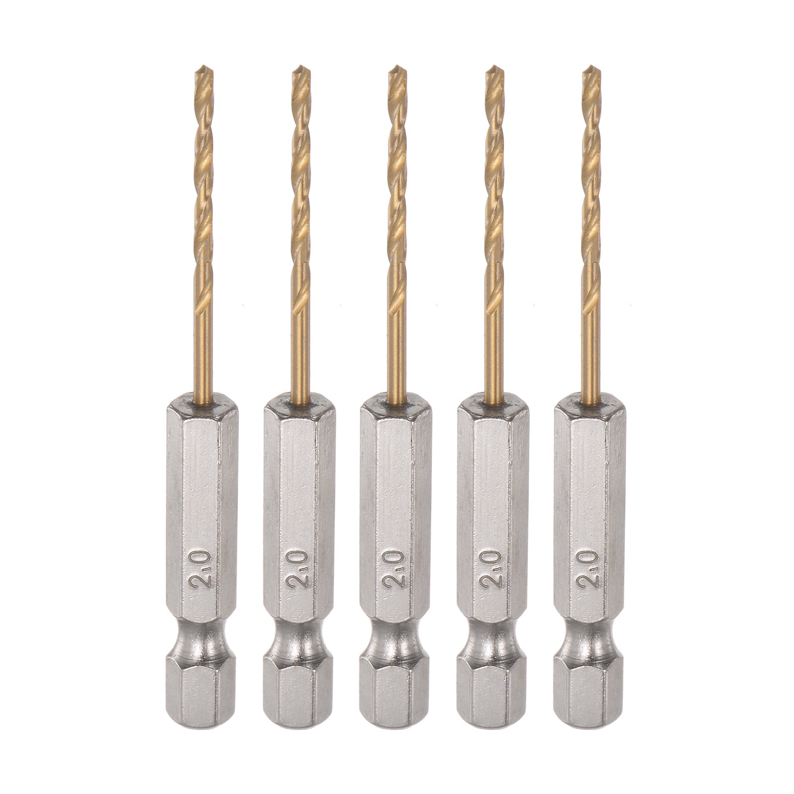 Uxcell 5pack Hex Shank Drill Bit 2mm M35 High Speed Steel Titanium ...