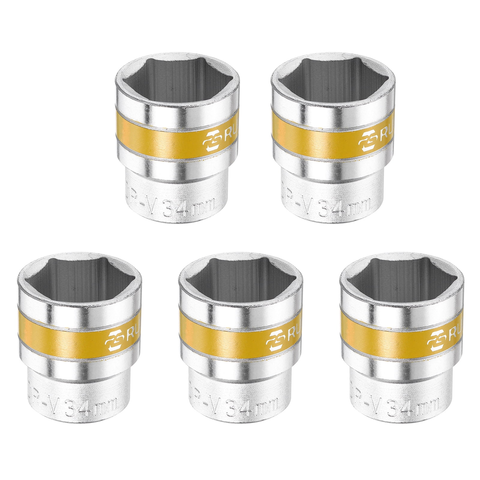Uxcell 5pcs 1/2" Drive 6 Points Socket 34mm CR-V Metric Shallow Impact Socket - Walmart.com