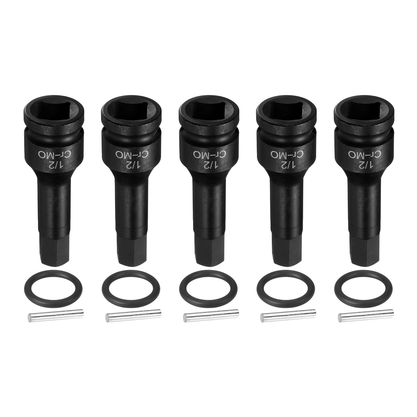Uxcell 5pcs 1/2" Drive Impact Hex Bit Socket 1/2 Inch SAE CR-MO Steel 6 ...