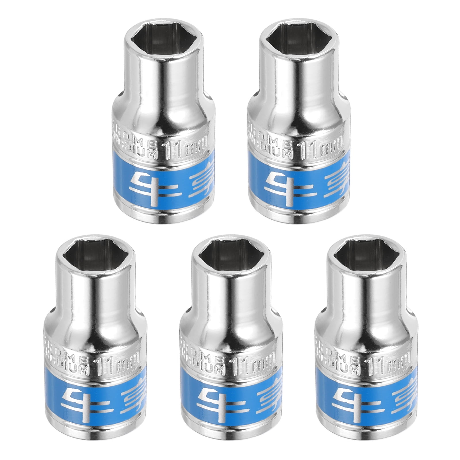 Uxcell 5pcs 1/2 Inch Drive 6-Point Socket 11mm CR-V Metric Shallow ...