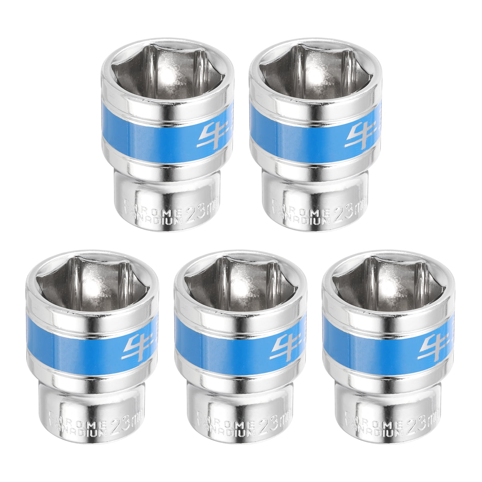 Uxcell 5pcs 1/2 Inch Drive 6-Point Socket 23mm CR-V Metric Shallow ...