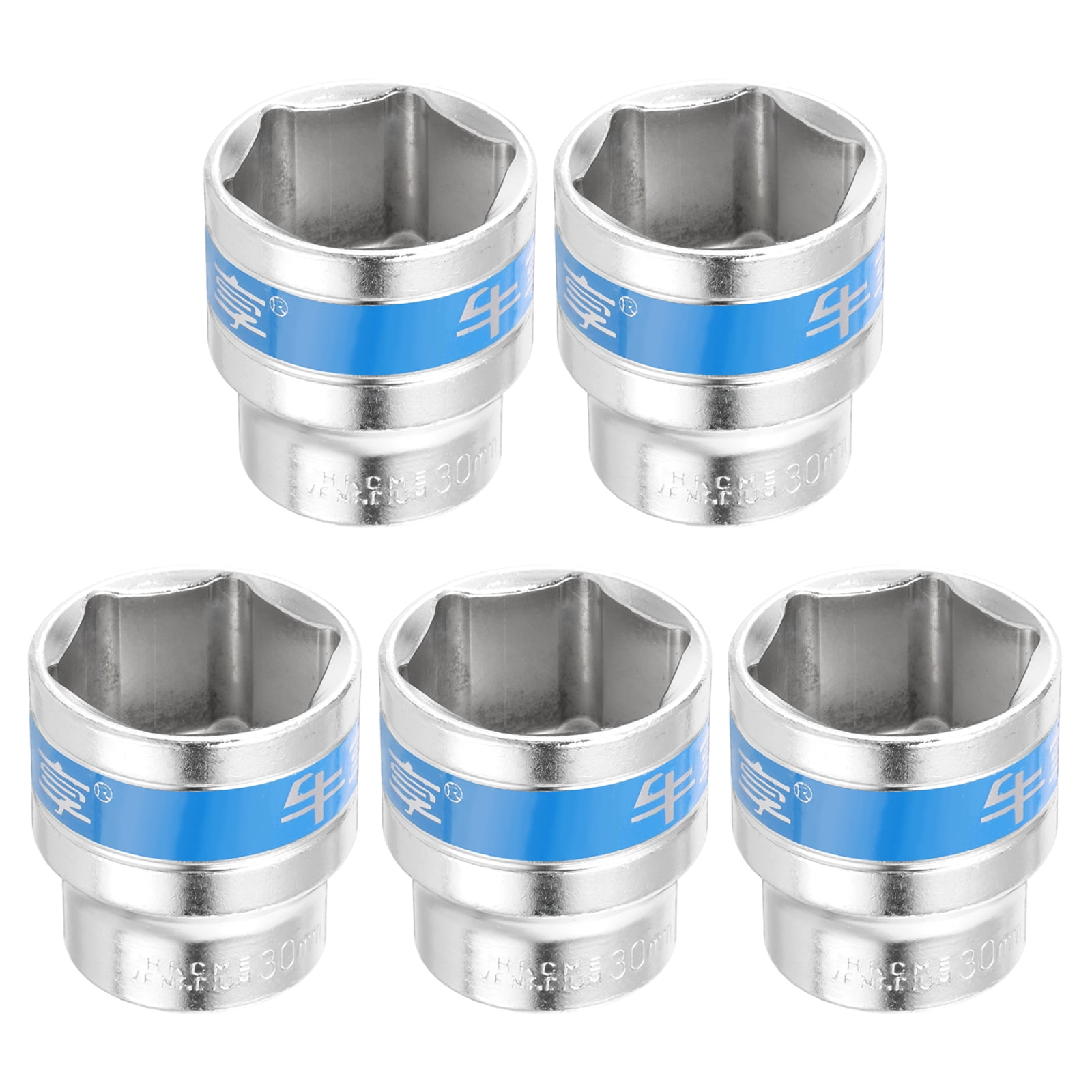 Uxcell 5pcs 1/2 Inch Drive 6-Point Socket 30mm CR-V Metric Shallow ...