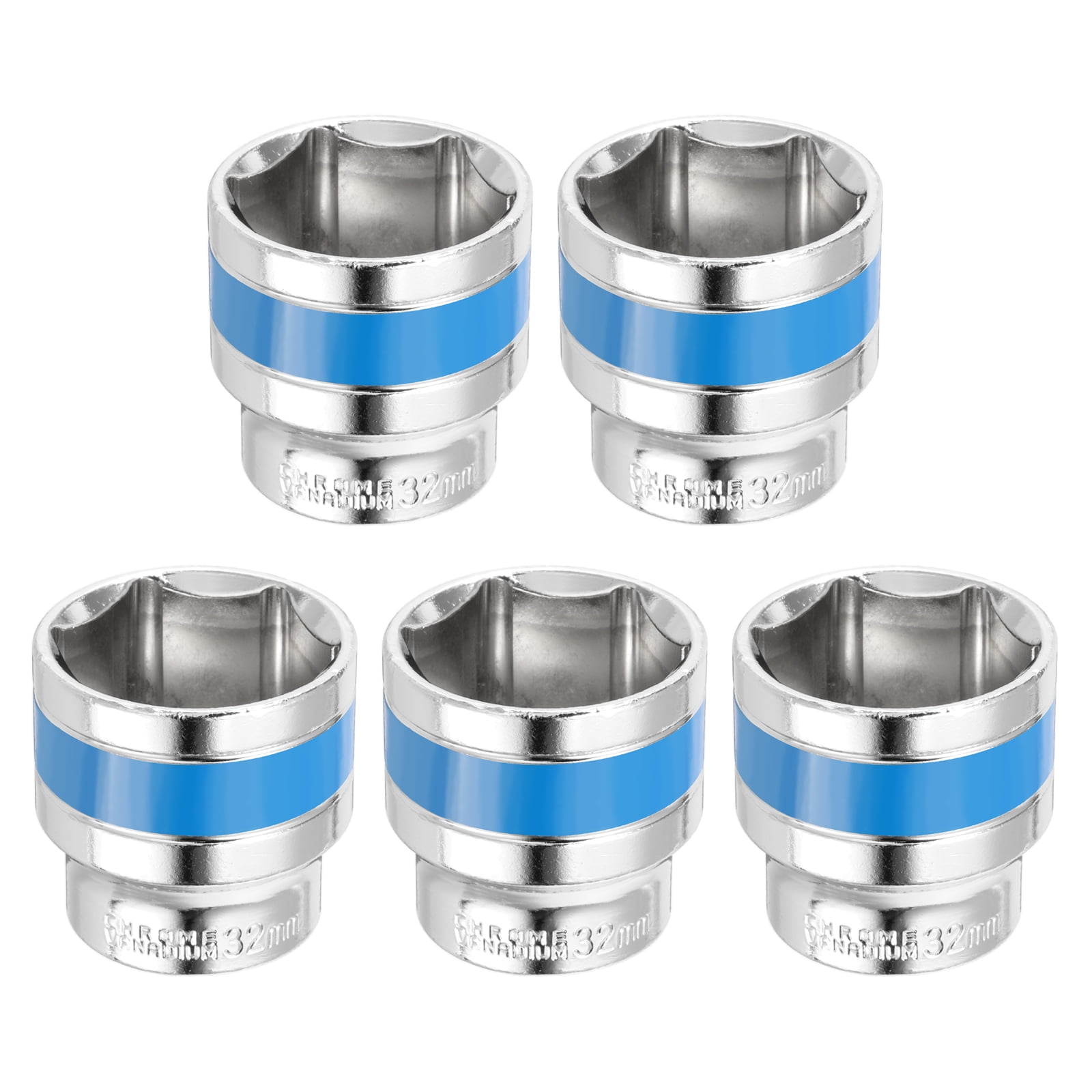 Uxcell 5pcs 1/2 Inch Drive 6-Point Socket 32mm CR-V Metric Shallow ...