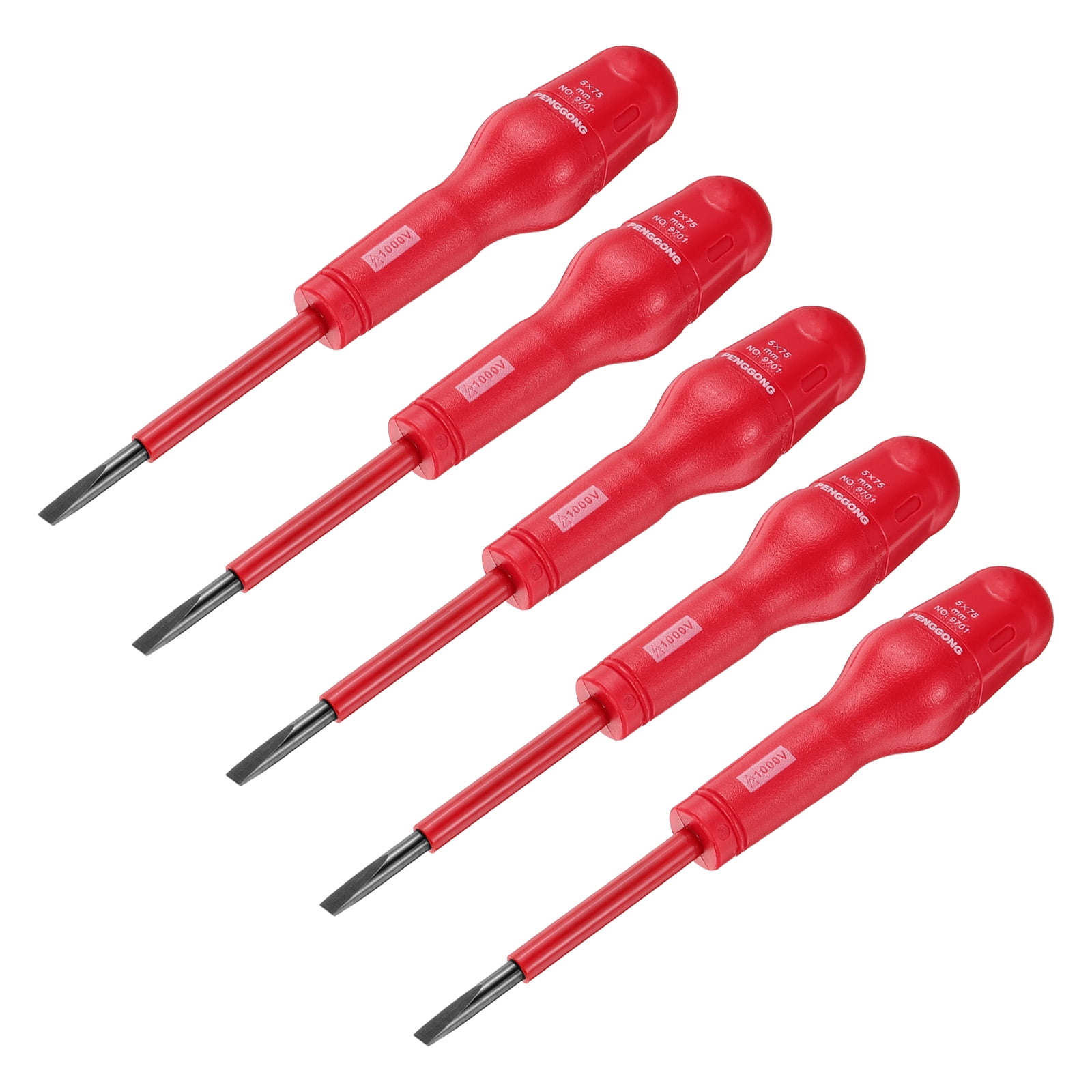Uxcell 5pcs 1000v Insulated Electrician Screwdriver 5x75mm CR-V ...