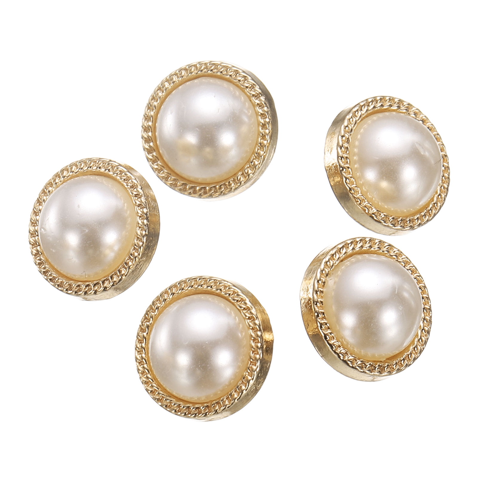 Uxcell 5pcs 18L Pearl Gold Metal Sewing Buttons 11.5mm 15/32" Round ...