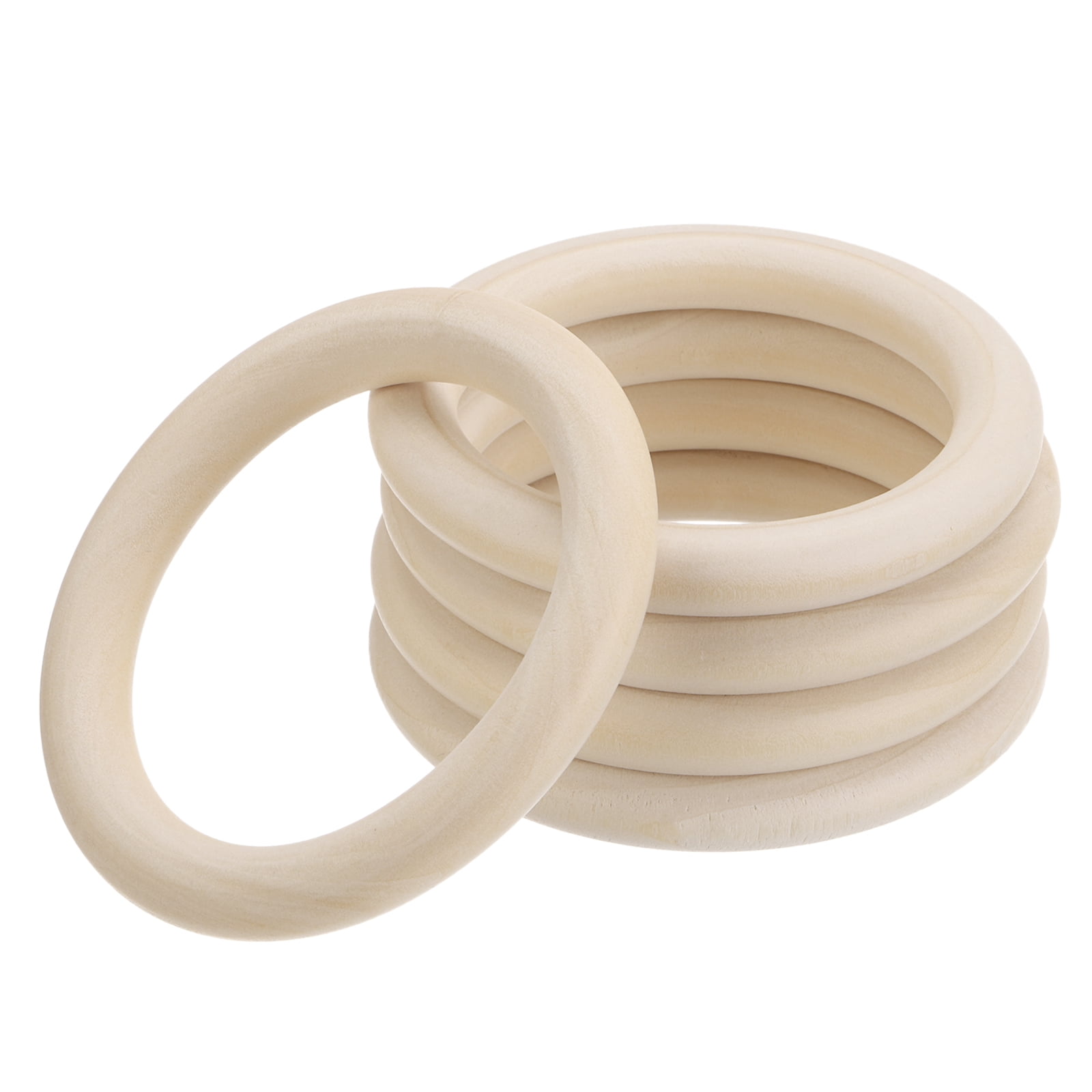 Uxcell Unfinished Wooden Rings Smooth Natural Woods Macrame Rings for ...