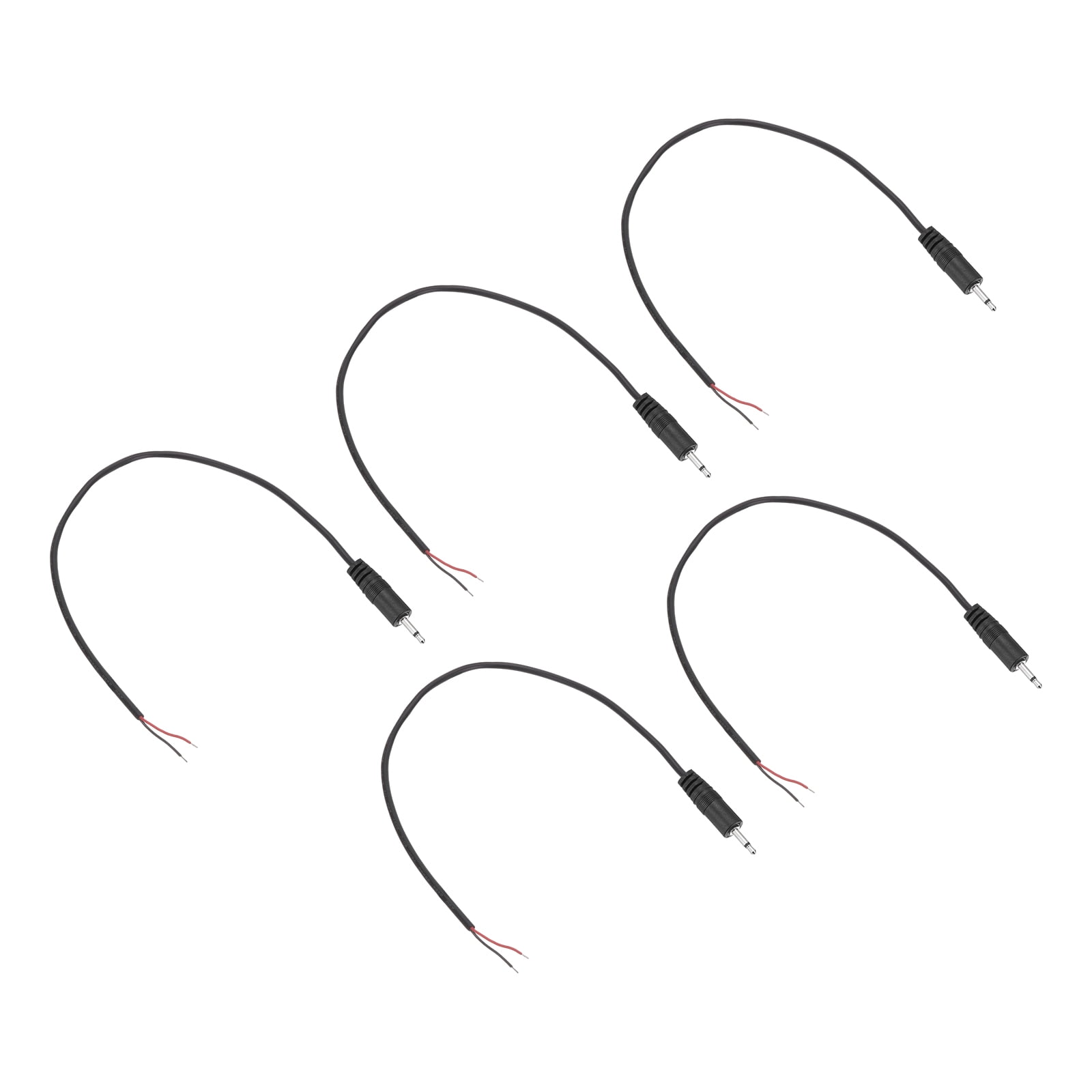 Uxcell 5pcs 3.5mm Male Jack to Bare Wire Open End Replacement 26AWG TRS ...