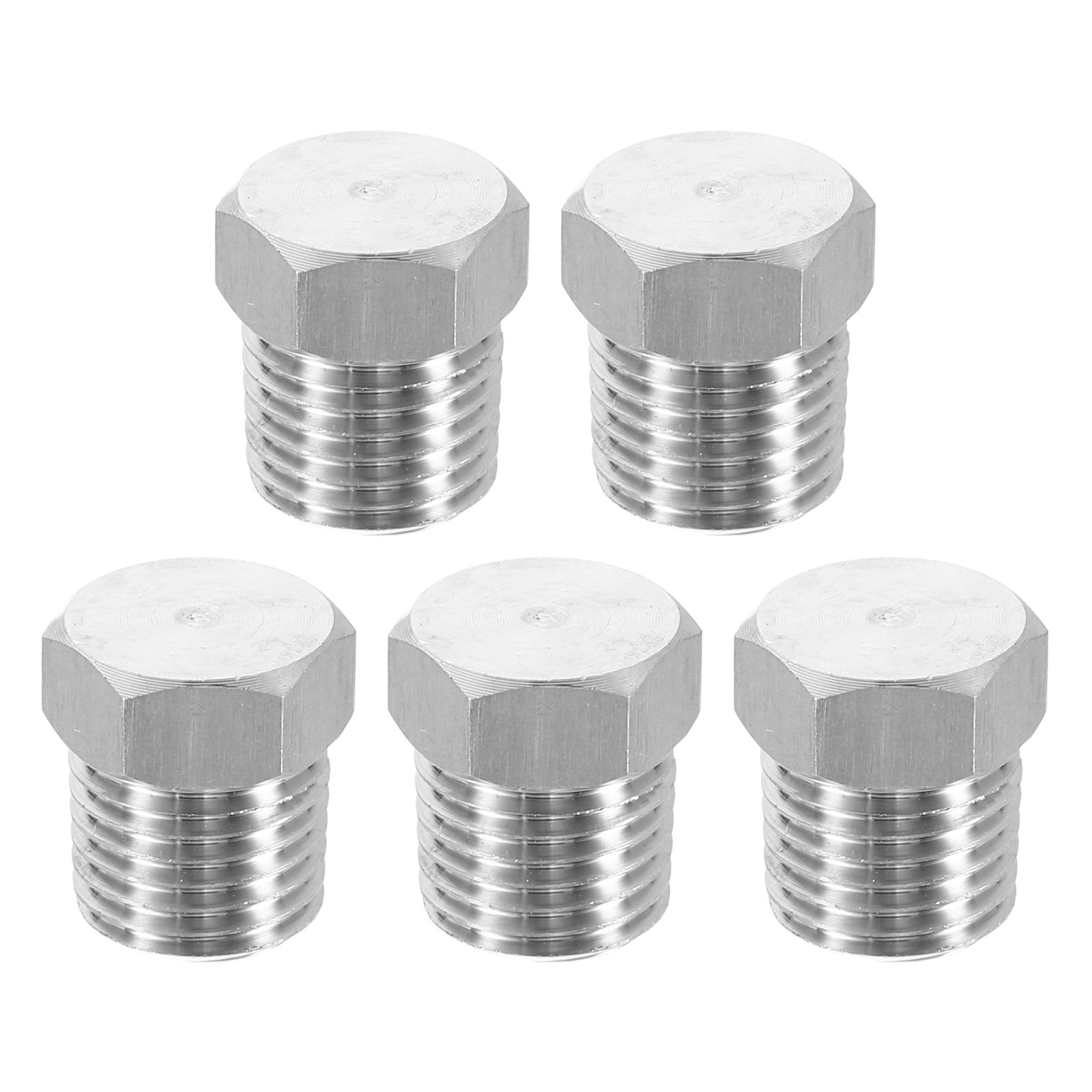 Uxcell 5pcs 304 Stainless Steel Pipe Plug Fitting 1/4" NPT Male Thread Outer Hex Head Cap ...