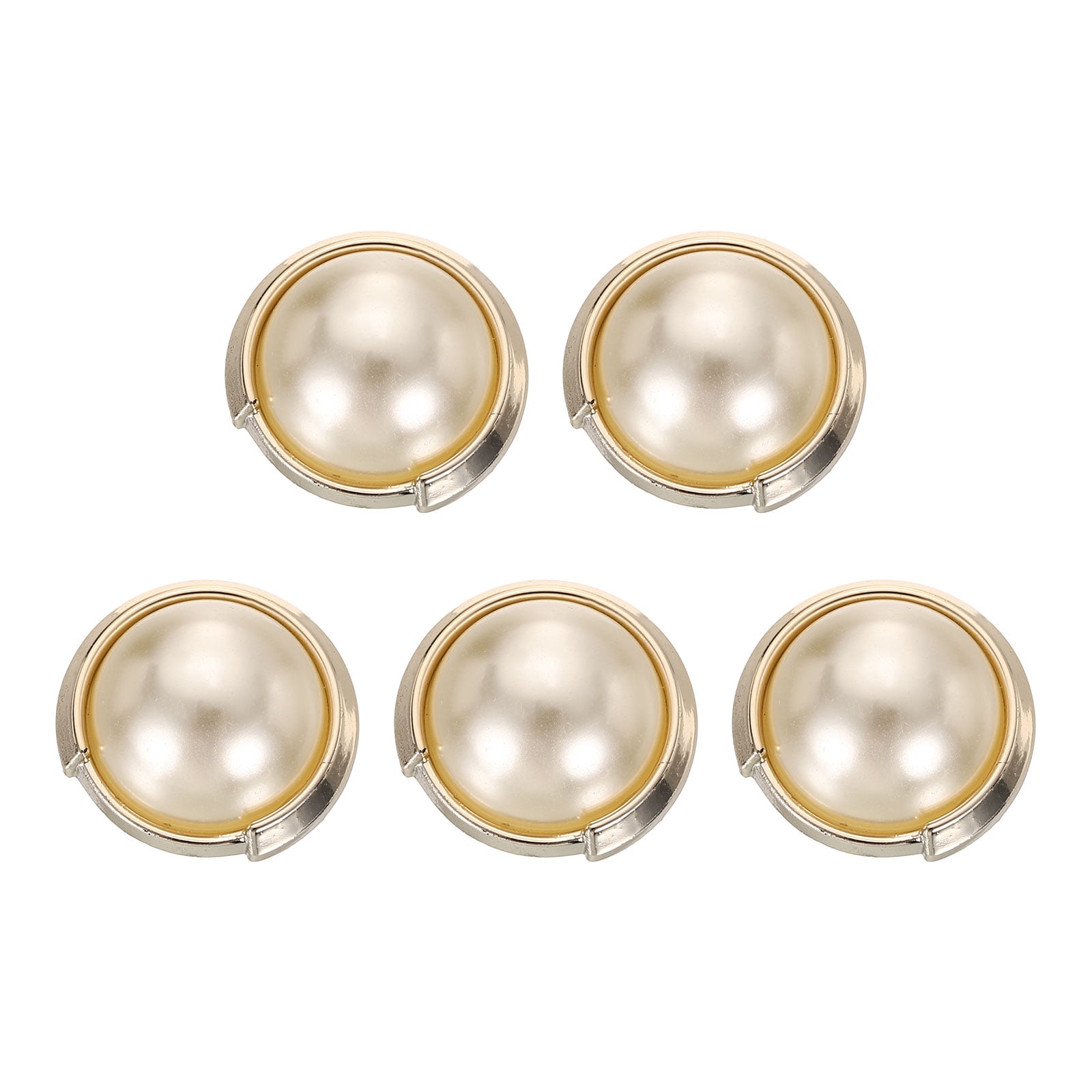 Uxcell 5pcs 32L Gold Faux Pearl Buttons 20mm 4/5" Plastic Round Sewing ...
