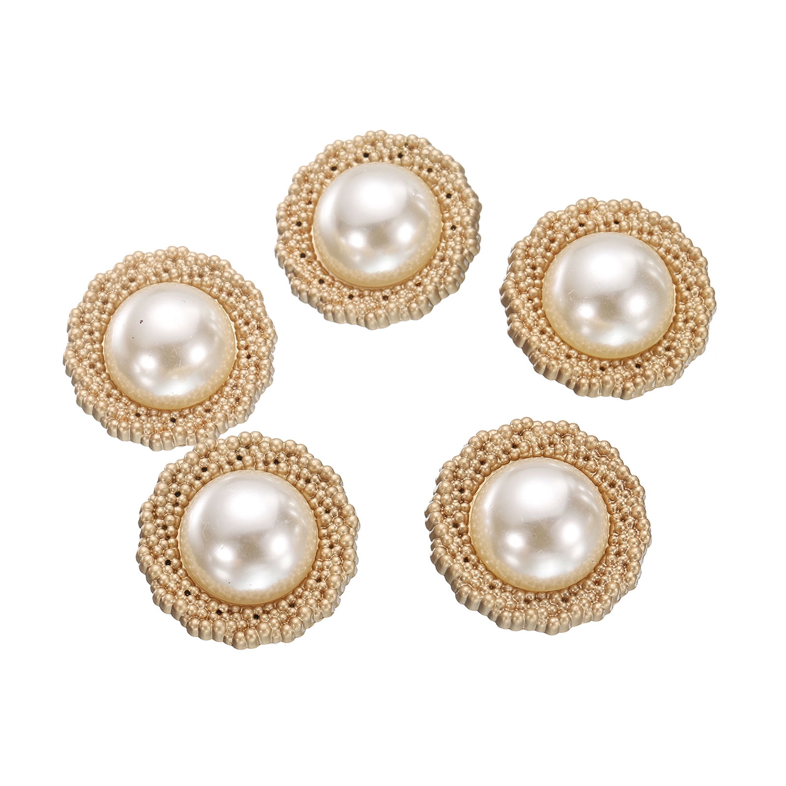 Uxcell 5pcs 40L Pearl Gold Metal Sewing Buttons 25mm 1" Round Women ...