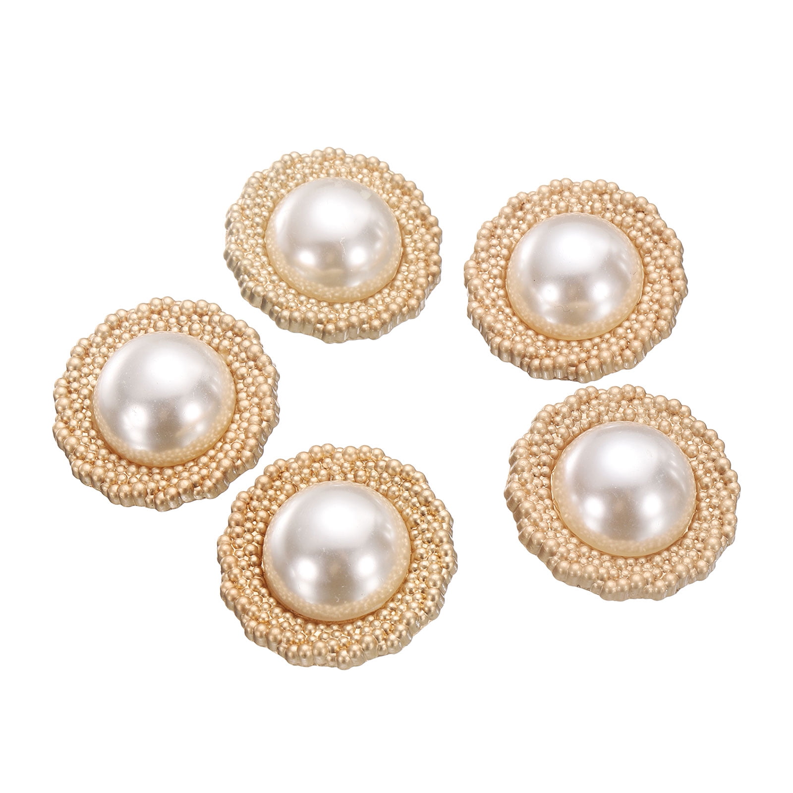Uxcell 5pcs 48L Pearl Gold Metal Sewing Buttons 30mm 1-1/4" Round Women ...