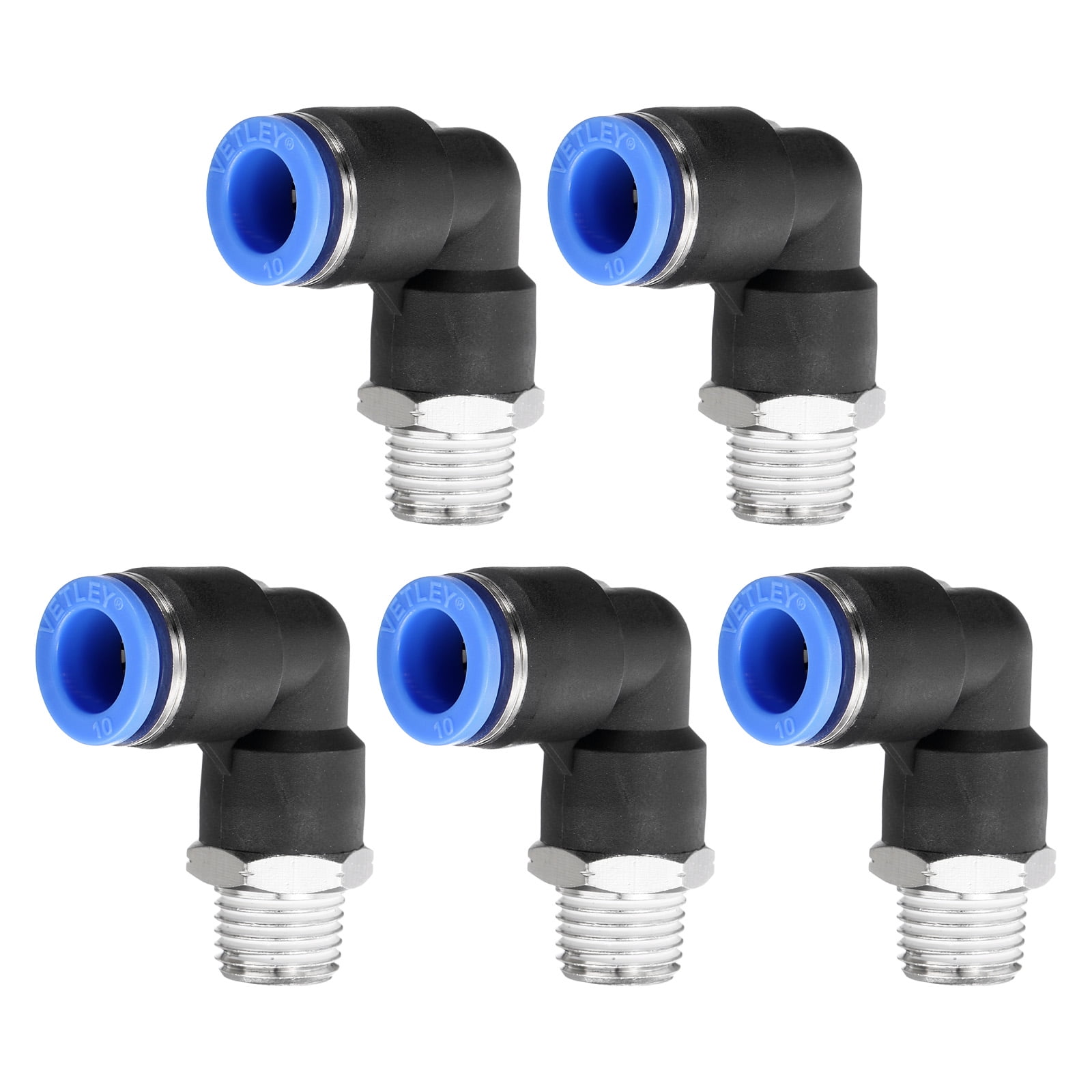 Uxcell 5pcs 90 Push to Connect Fittings 10mm ID x 1/4" NPT Male Thread ...