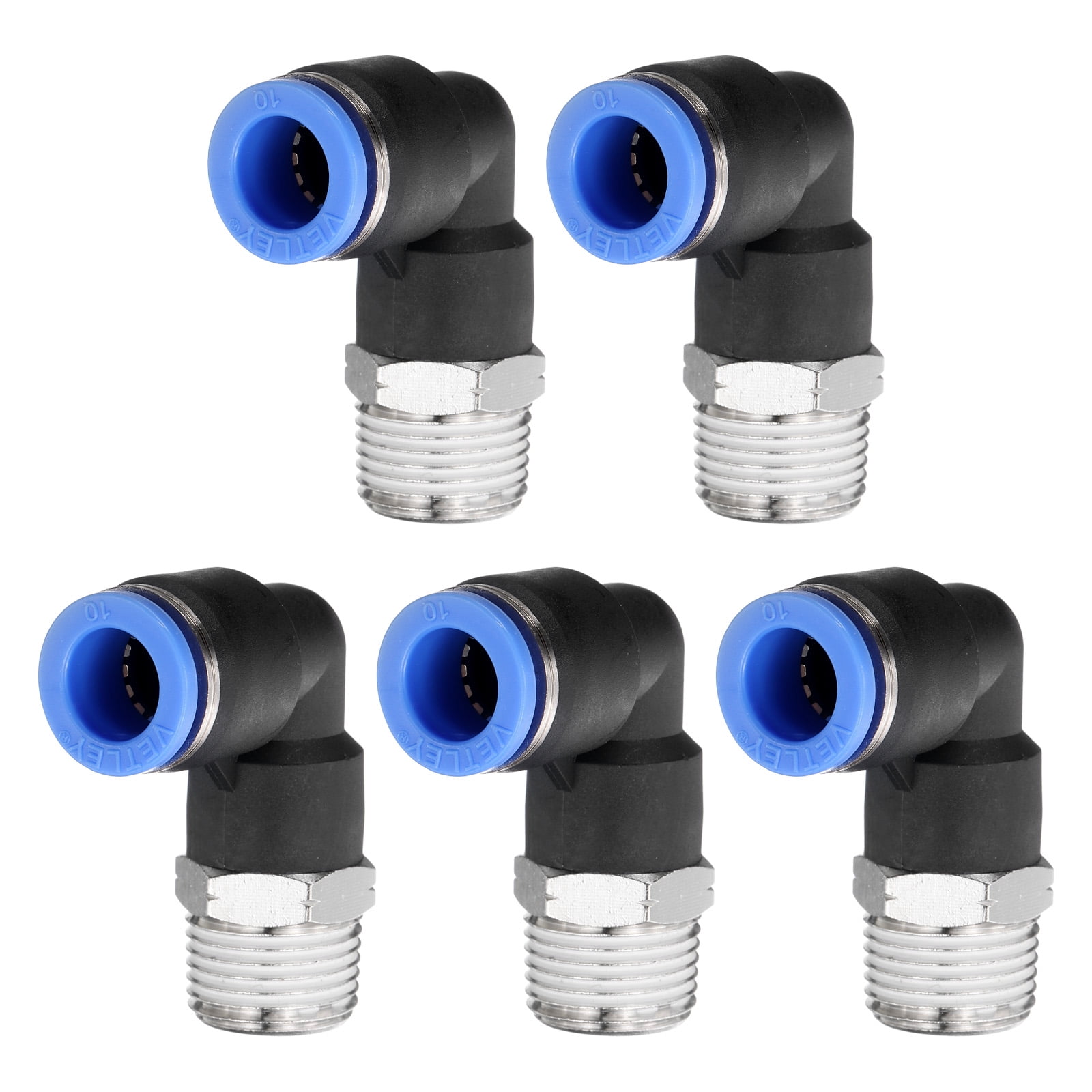 Uxcell 5pcs 90 Push to Connect Fittings 10mm ID x 3/8" NPT Male Thread ...