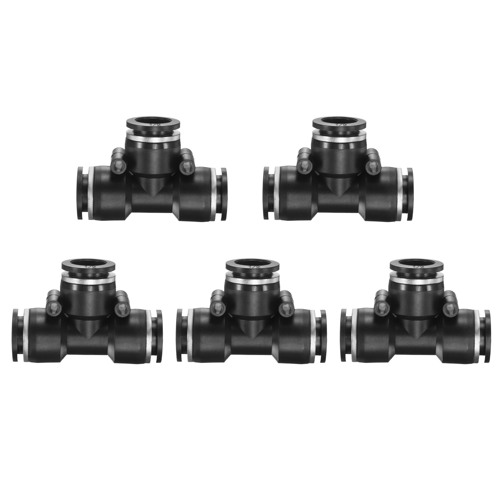 Uxcell 5pcs Air Line FittinG 1/2" Push to Connect Branch Tee Pneumatic Quick Union for Water Air ...