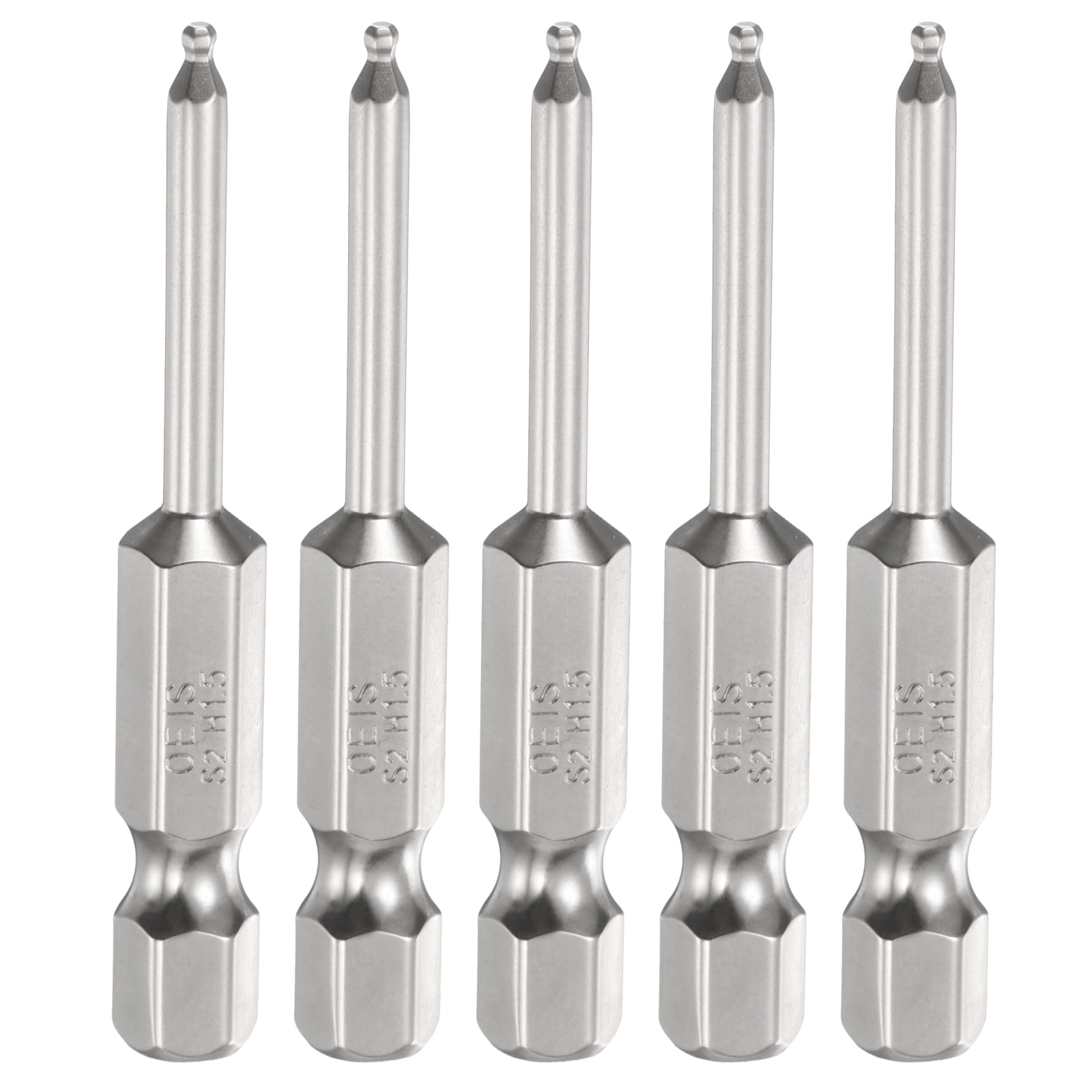 Uxcell 5pcs Ball End Hex Screwdriver Bit H1.5 Head 1/4" Hex Shank 2 ...