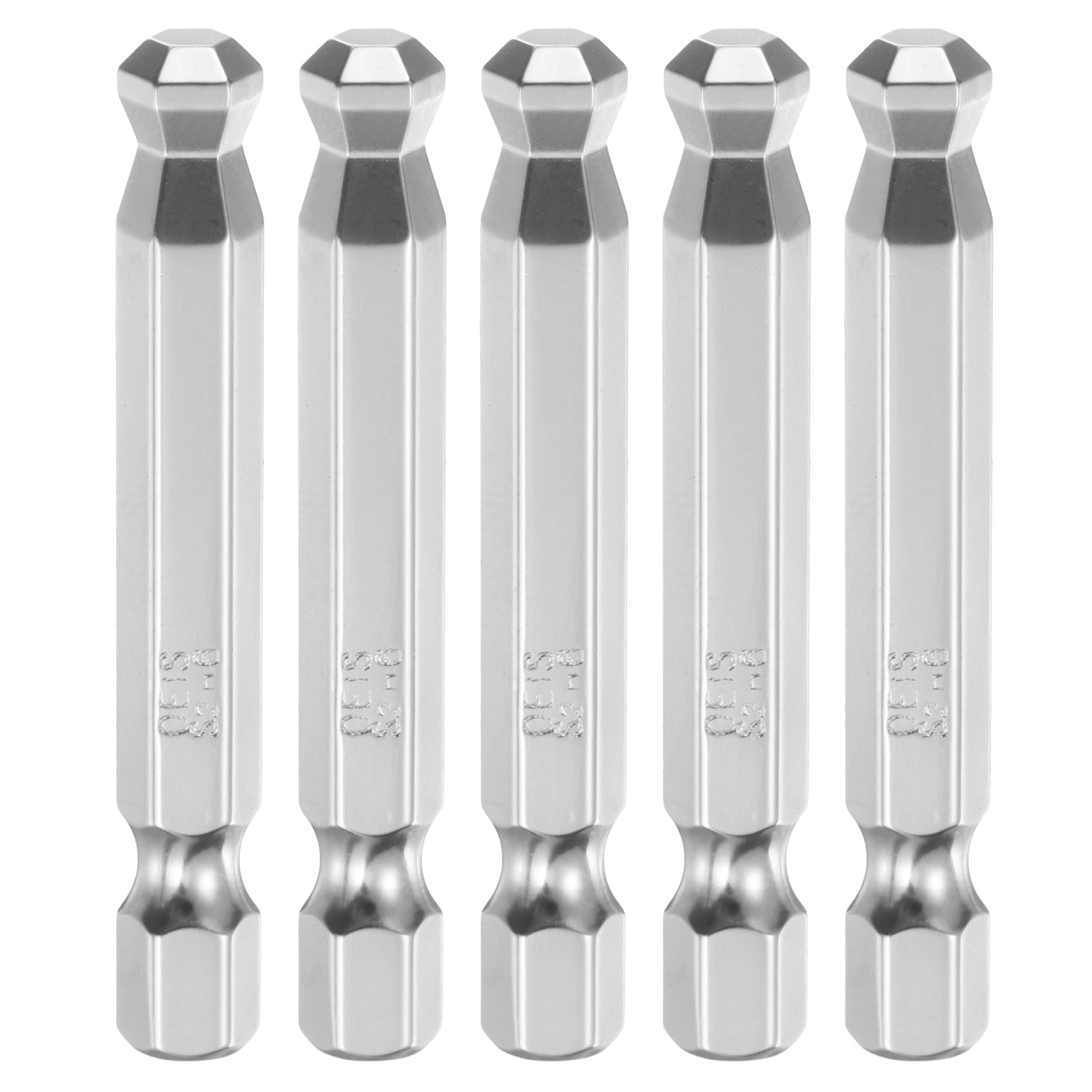 Uxcell 5pcs Ball End Hex Screwdriver Bit H6 Head 1/4" Hex Shank 2" Long ...