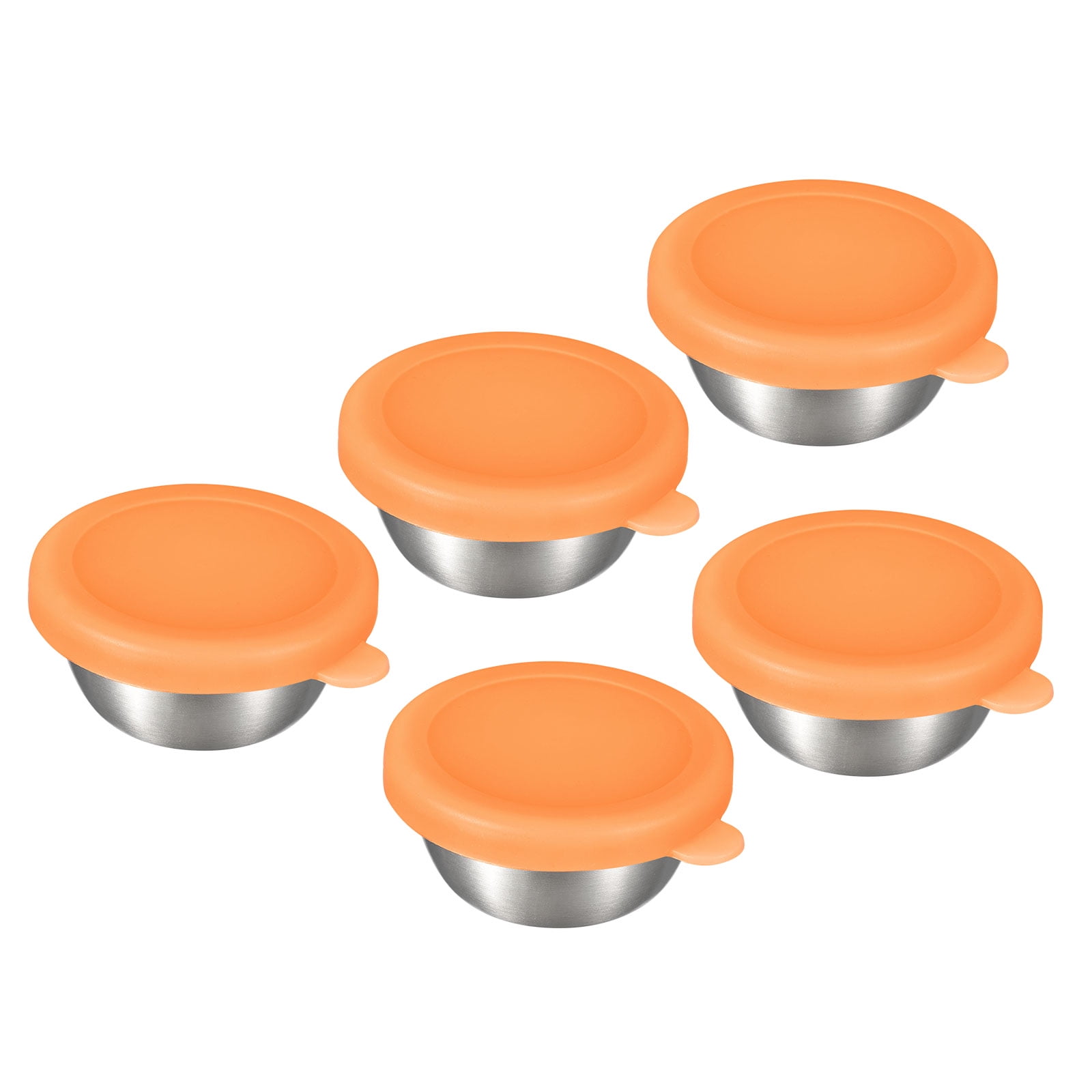 Uxcell 5pcs Condiment Containers with Lids, 1.7oz Stainless Steel Salad ...