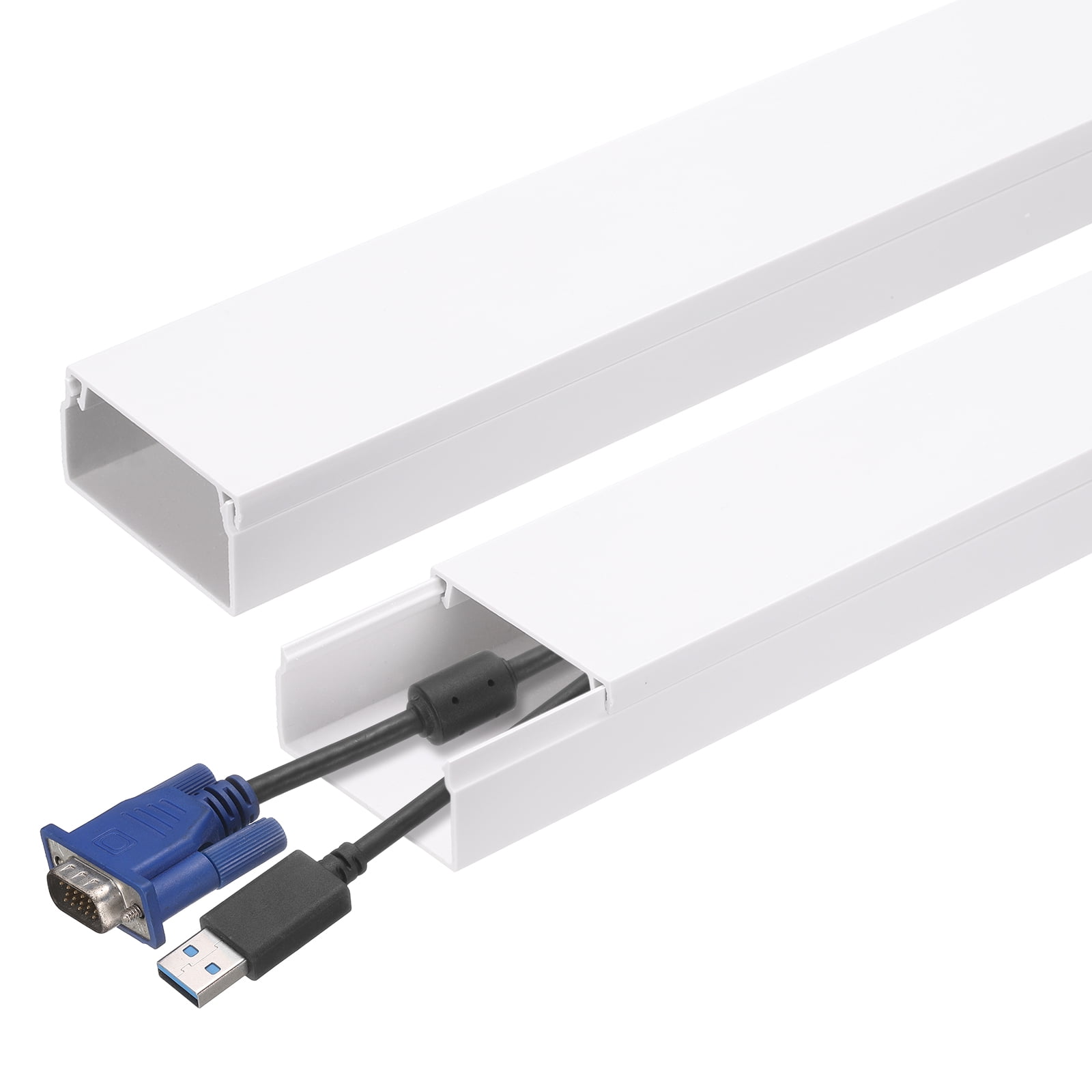 Uxcell 5pcs Cord Hider Wall 15inx1.57inx0.8in PVC Cable Cover Self ...