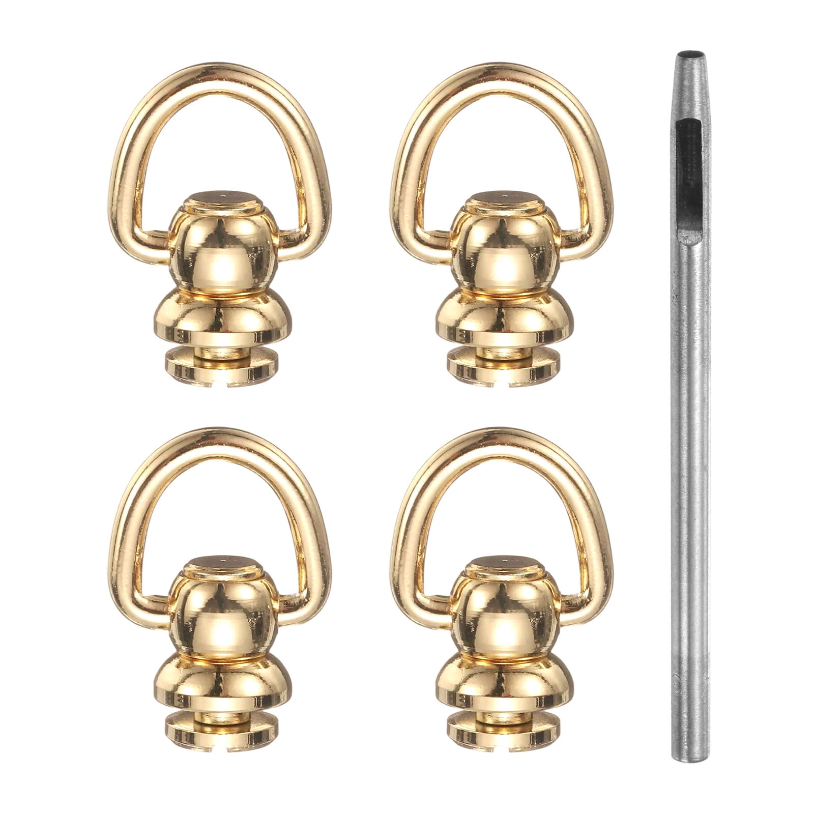 Uxcell 5pcs D-Ring Button Rivets 10mm Brass Studs Rivets with 3mm Hole ...