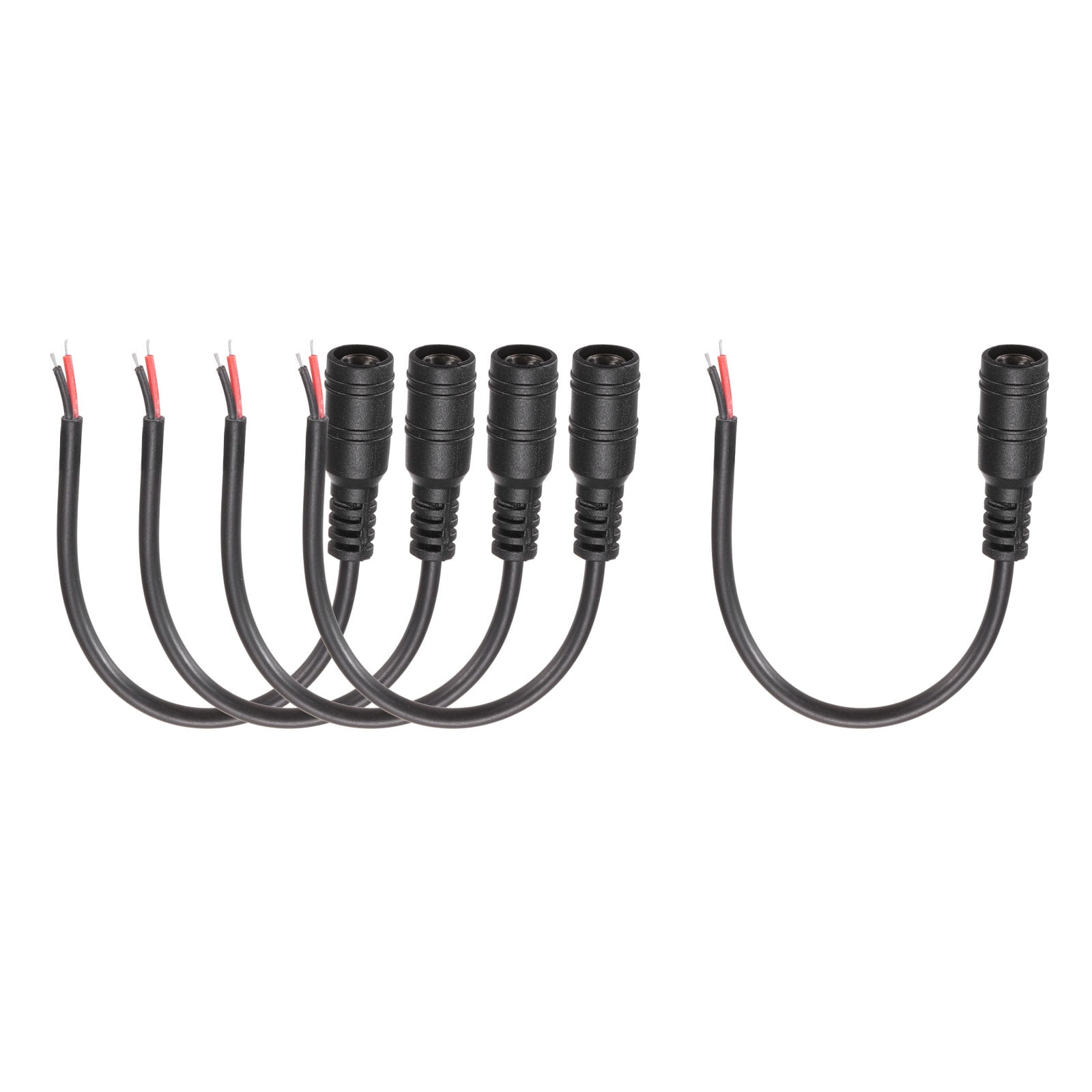 Uxcell 5pcs DC Power Pigtails Cable, 5.5 x 2.1mm Female Barrel Plug ...