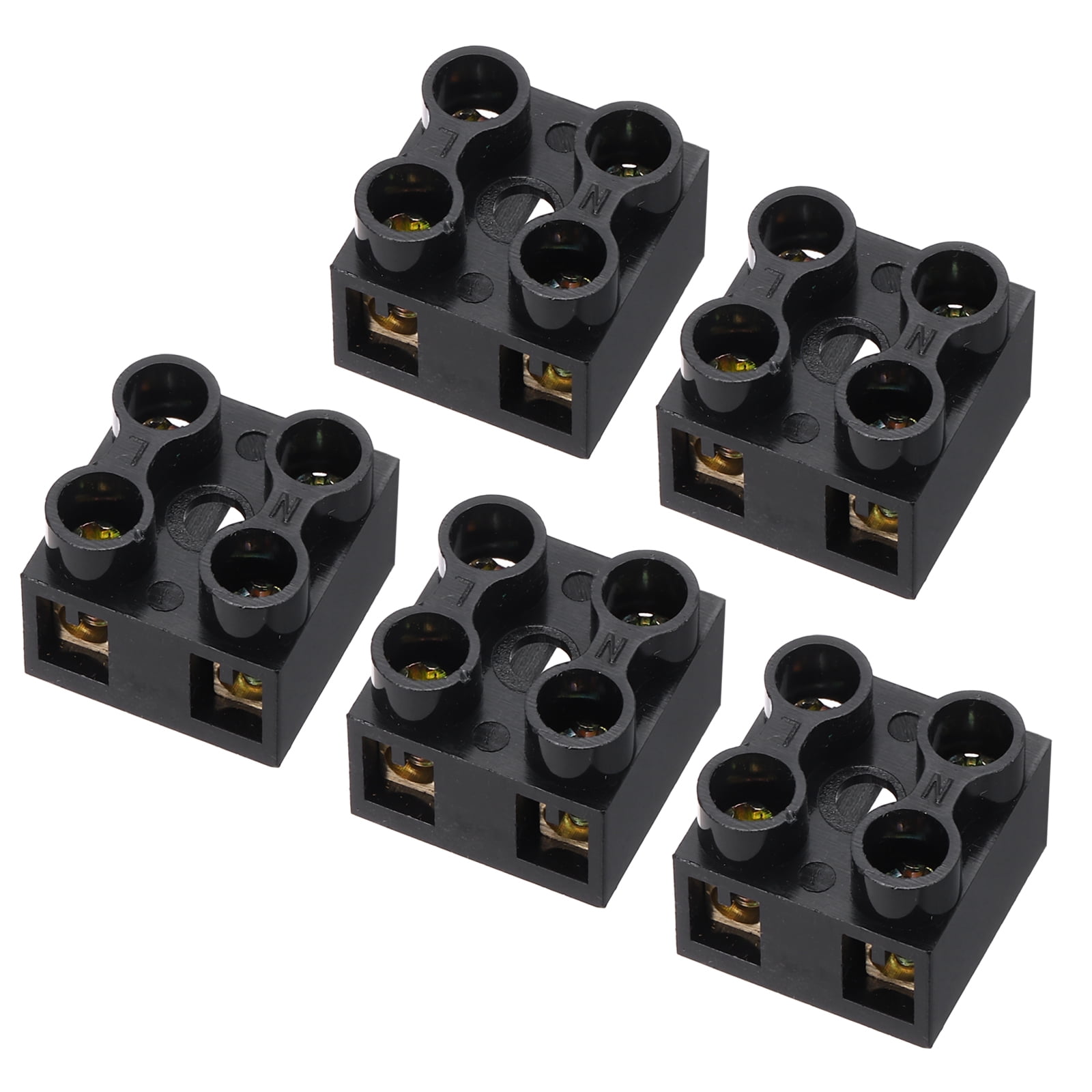 Uxcell 5pcs Dual Row Terminal Block, 2 Positions 500V 10A Screw Terminals Strip, Cable Barrier ...