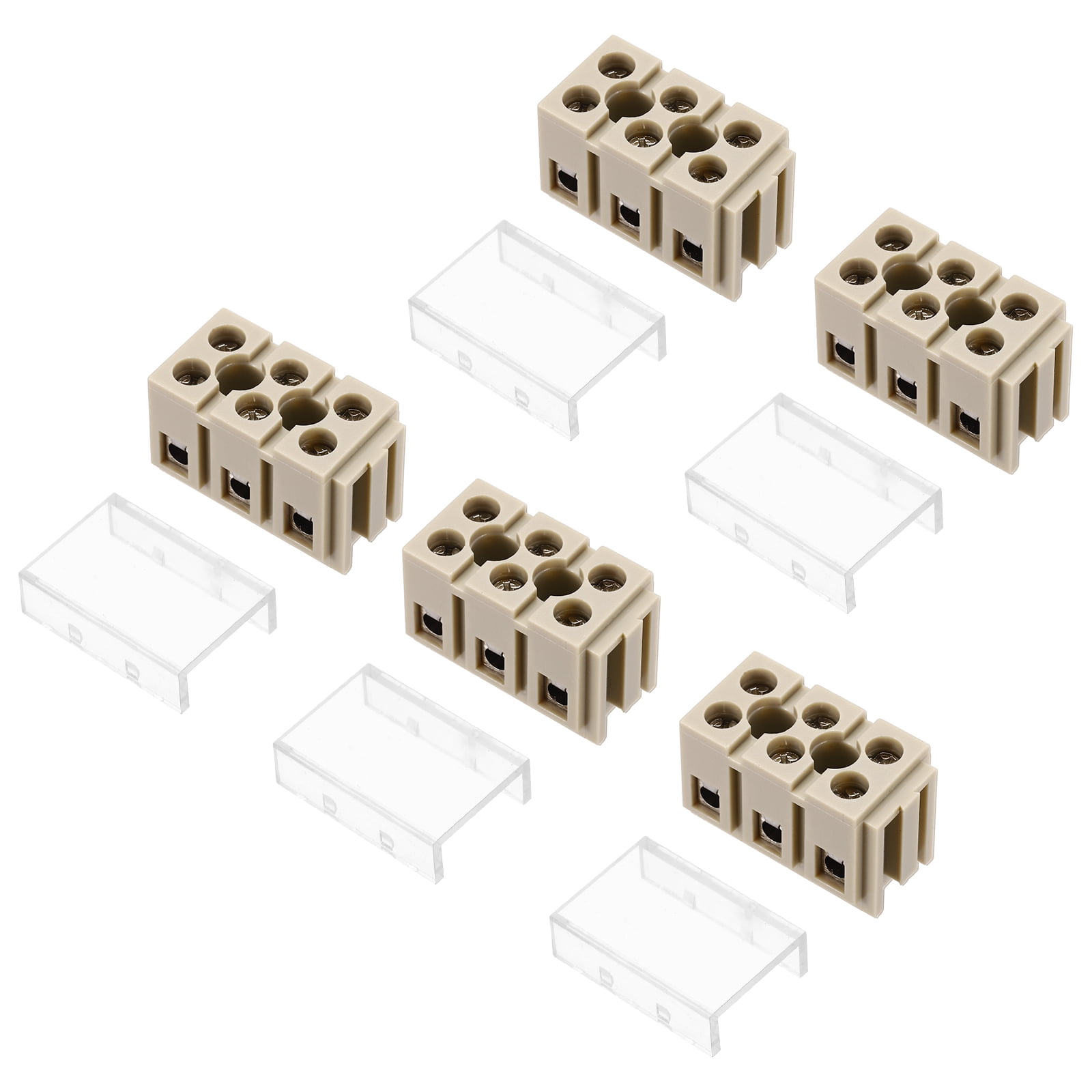 Uxcell 5pcs Dual Row Terminal Block, 3 Positions 660V 24A Removable ...