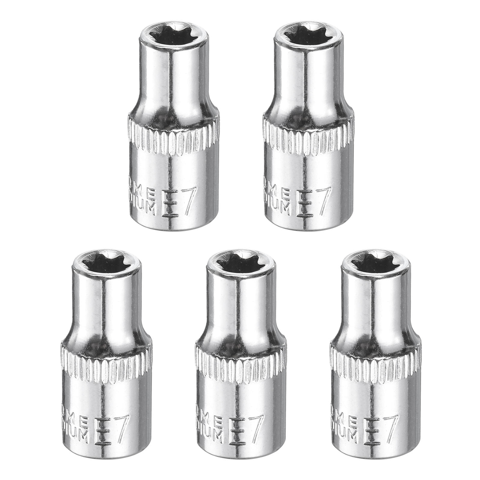 Uxcell 5pcs E-Torx Socket 1/4" Drive E7 Star Socket 1" Length 6 Point ...