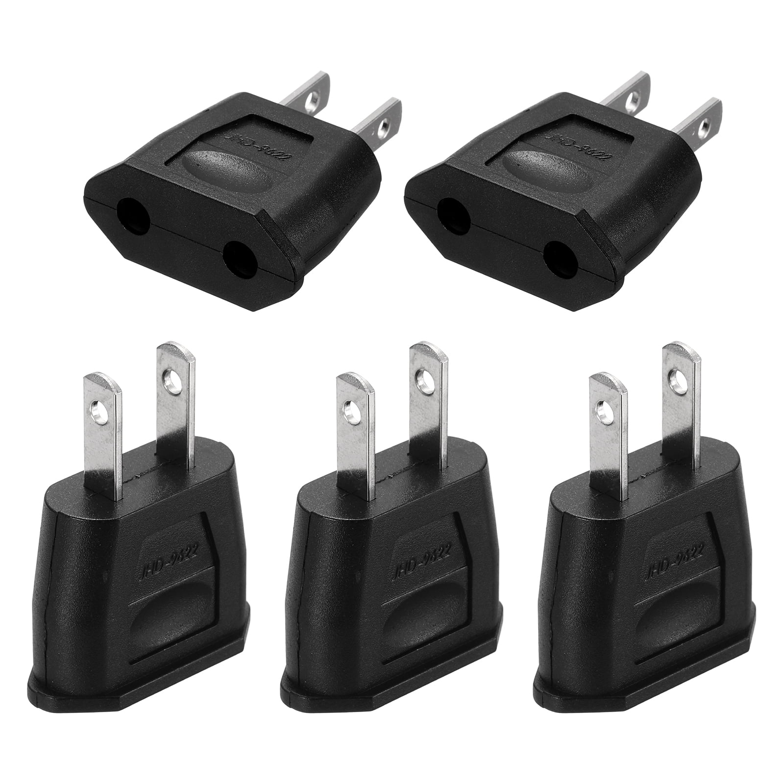 Uxcell 5 PCS EU to US Plug Socket Jack, US 2 Pin to European 2 Outlet ...